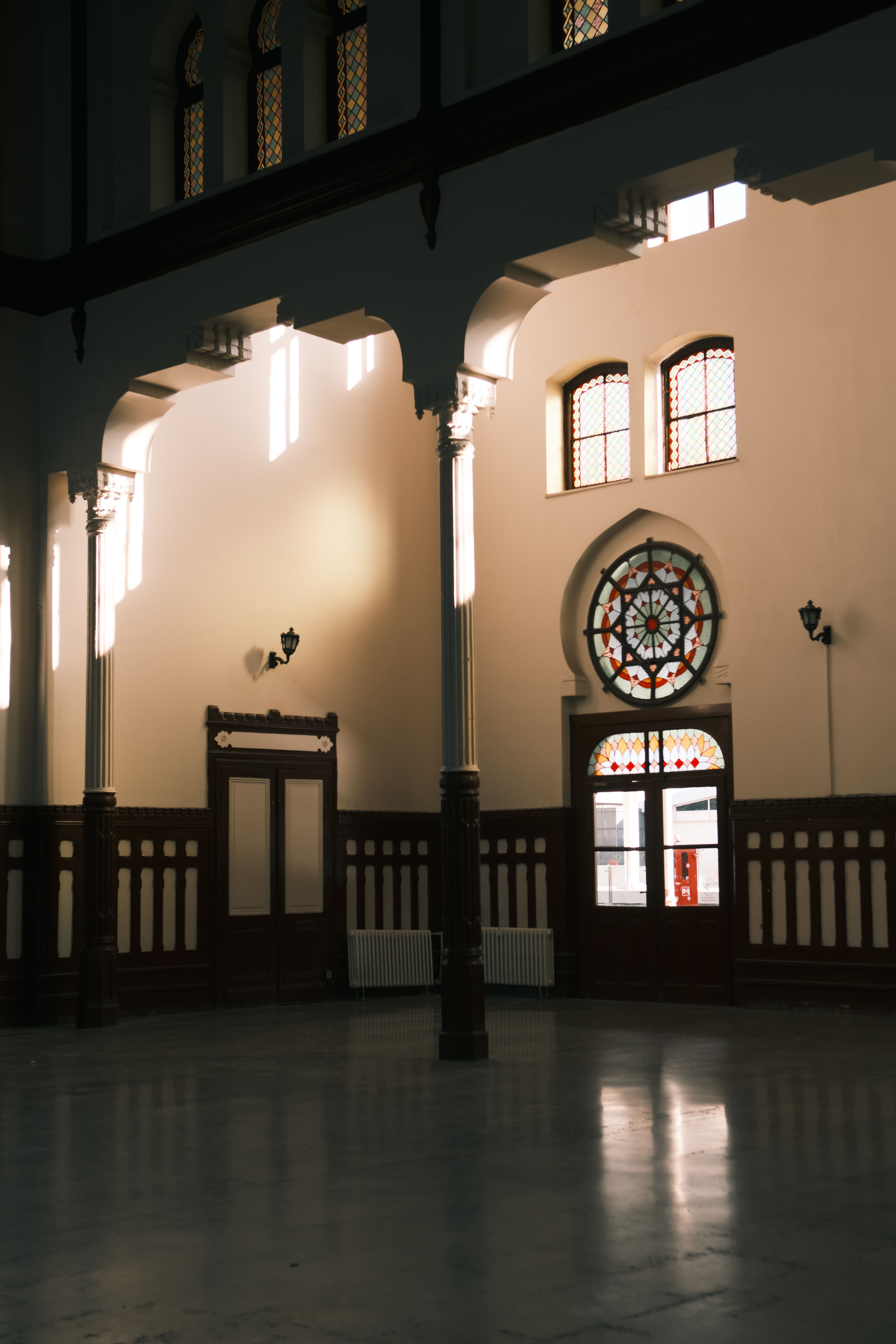 Elegant Interior of Historic Building with Stained Glass · Free Stock Photo