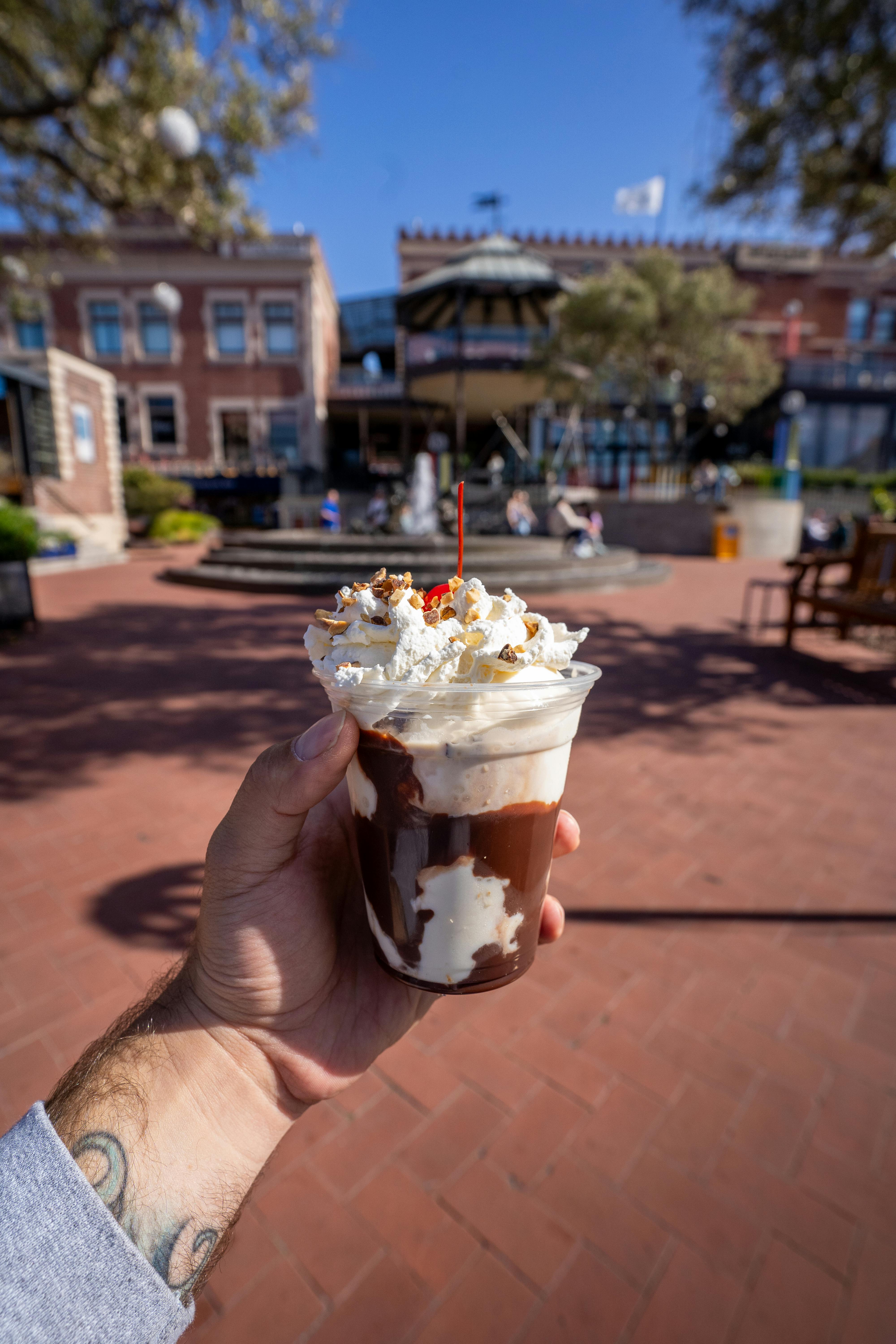 Ice Cream Sundae in Sunny San Francisco Plaza · Free Stock Photo