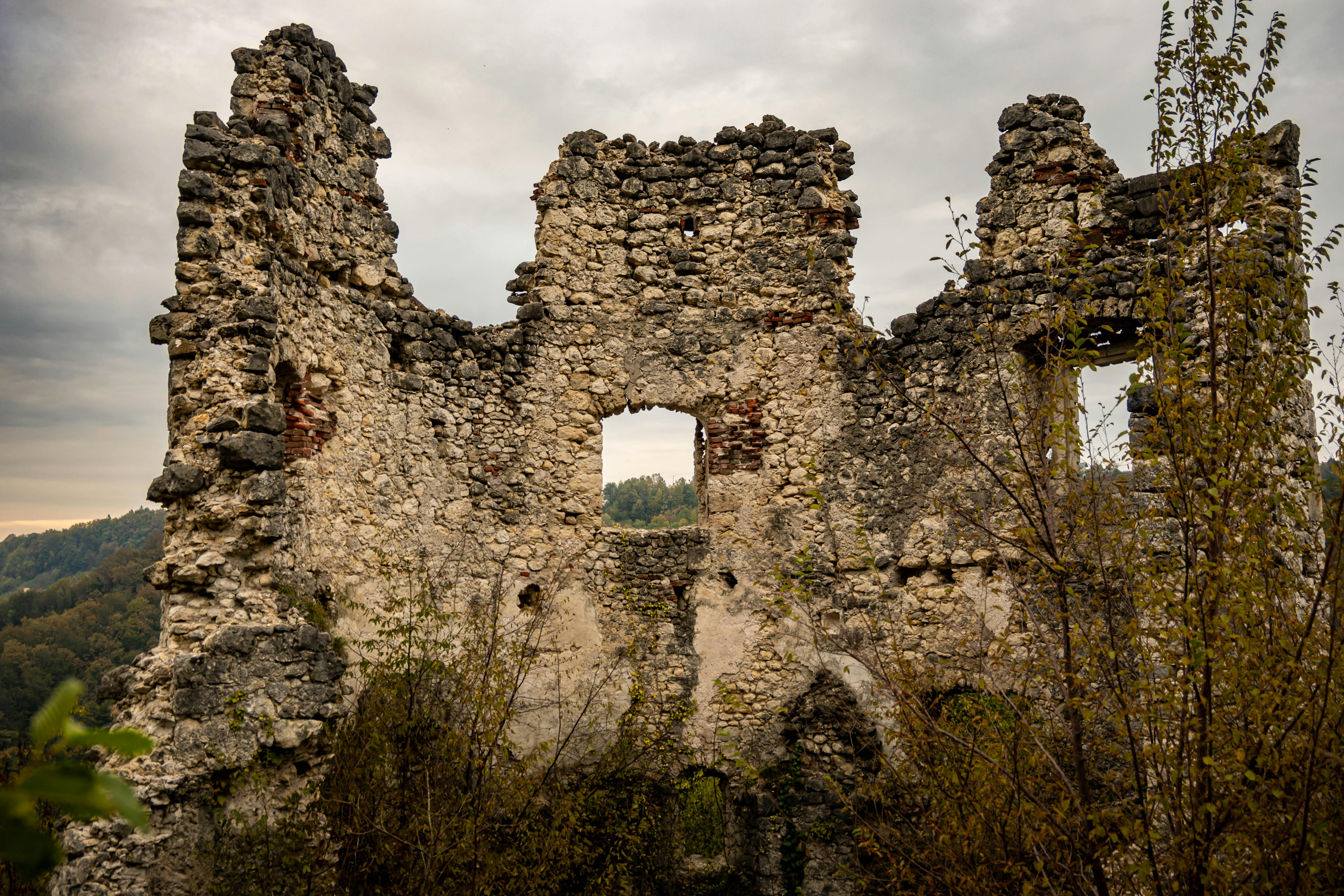 Ruins of Samobor Castle Under Overcast Skies · Free Stock Photo