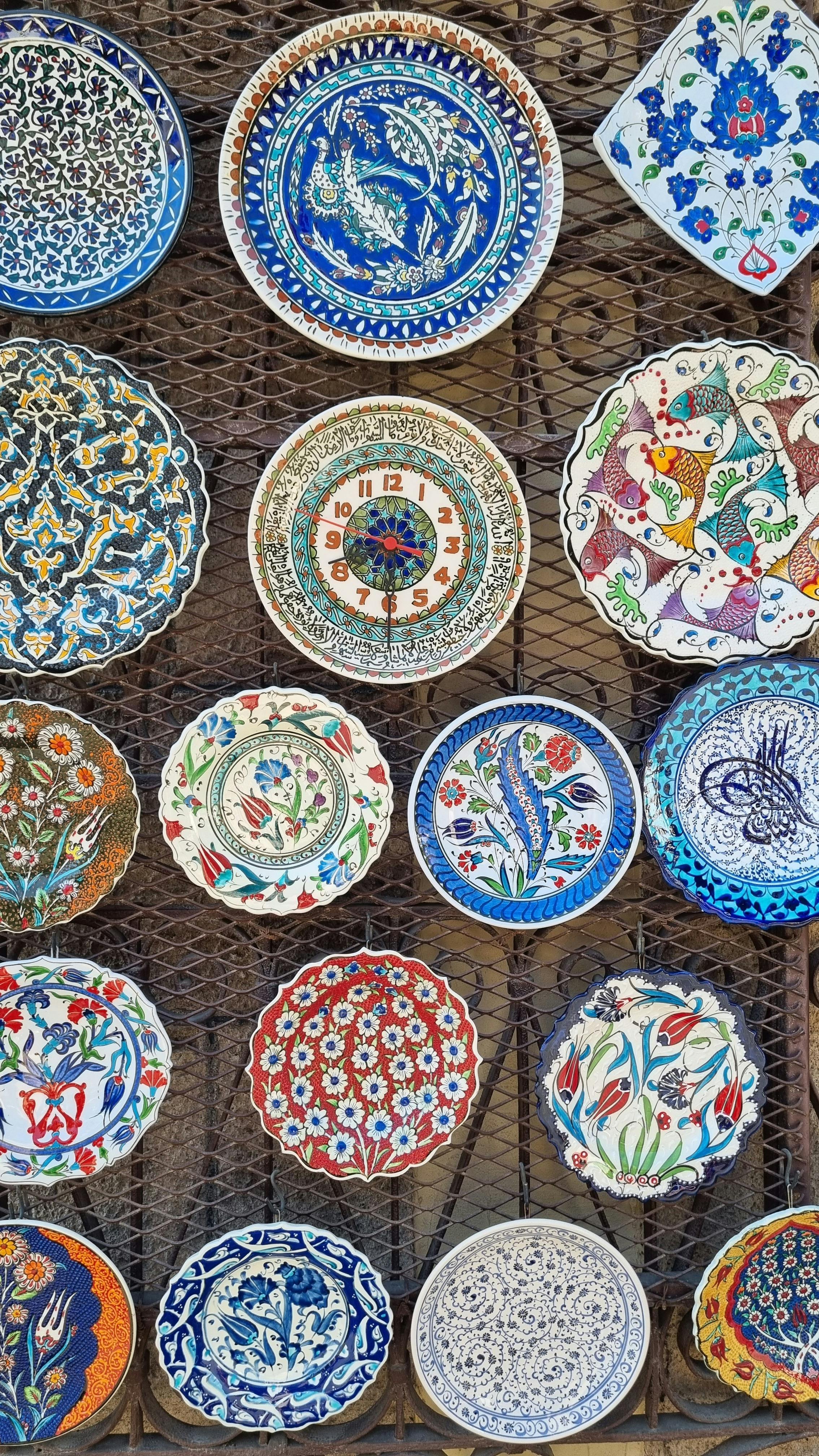 Vibrant Collection of Decorative Ceramic Plates · Free Stock Photo