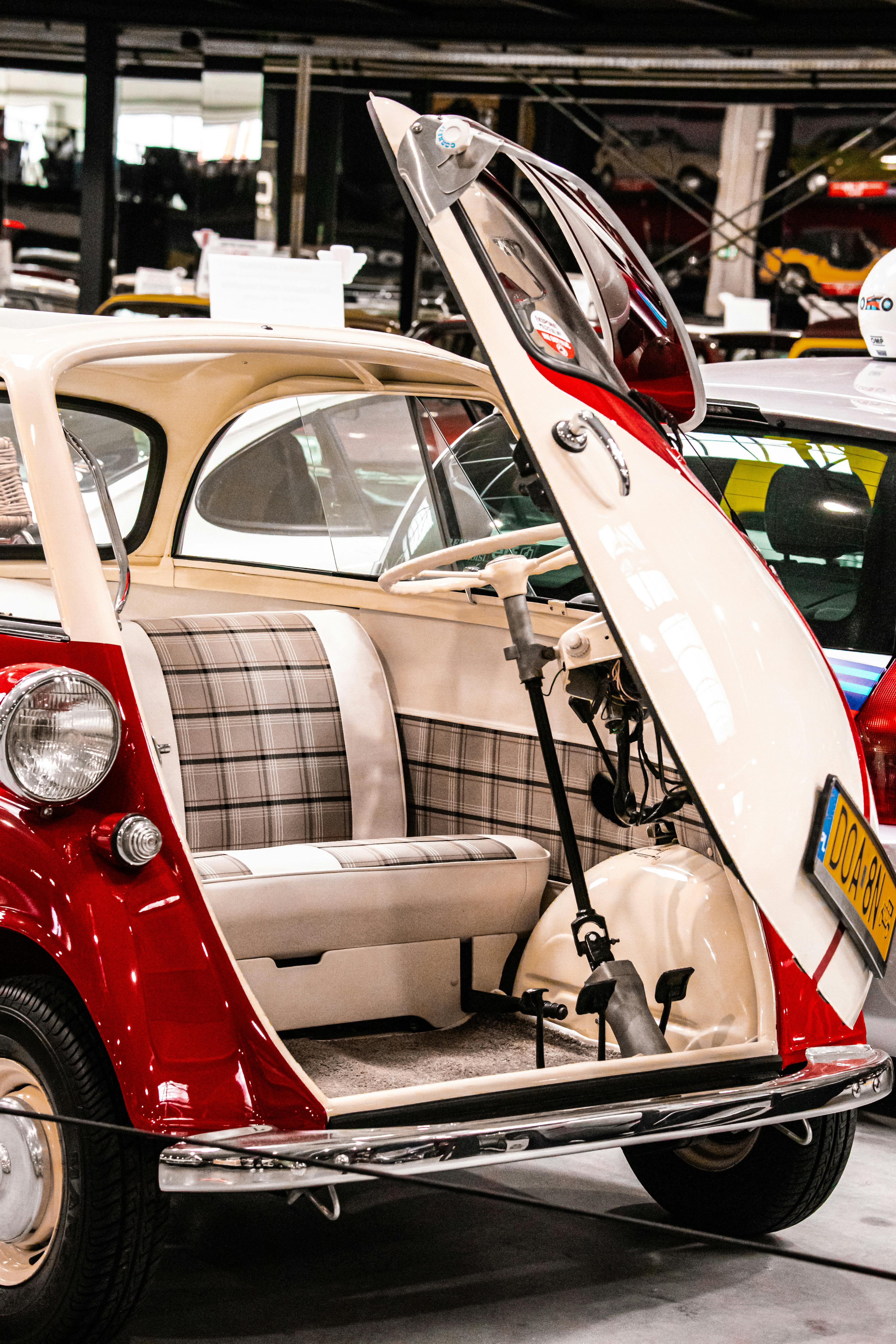 Vintage Microcar Interior with Open Door in Poland · Free Stock Photo