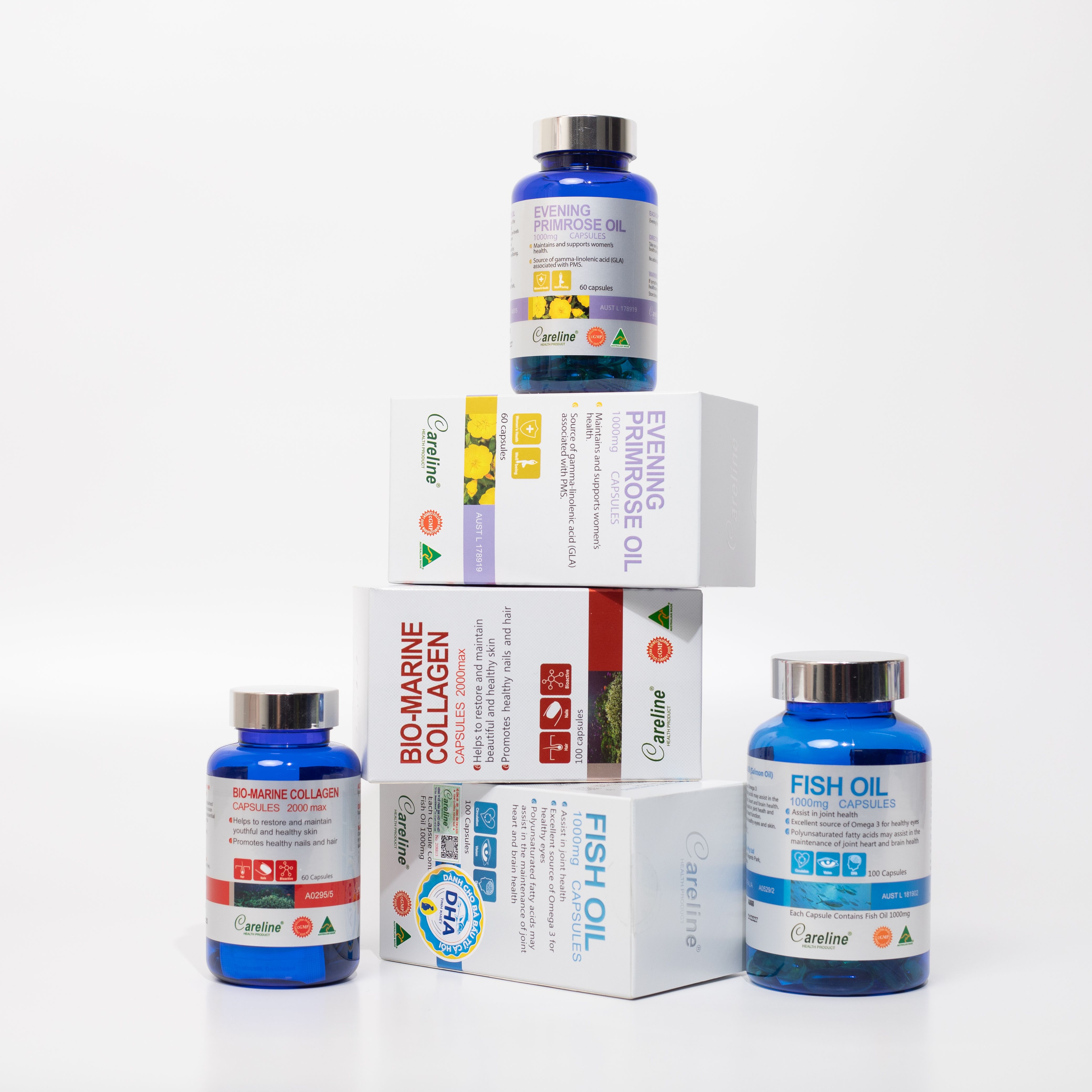 Vibrant Health Supplement Bottles on White Background · Free Stock Photo