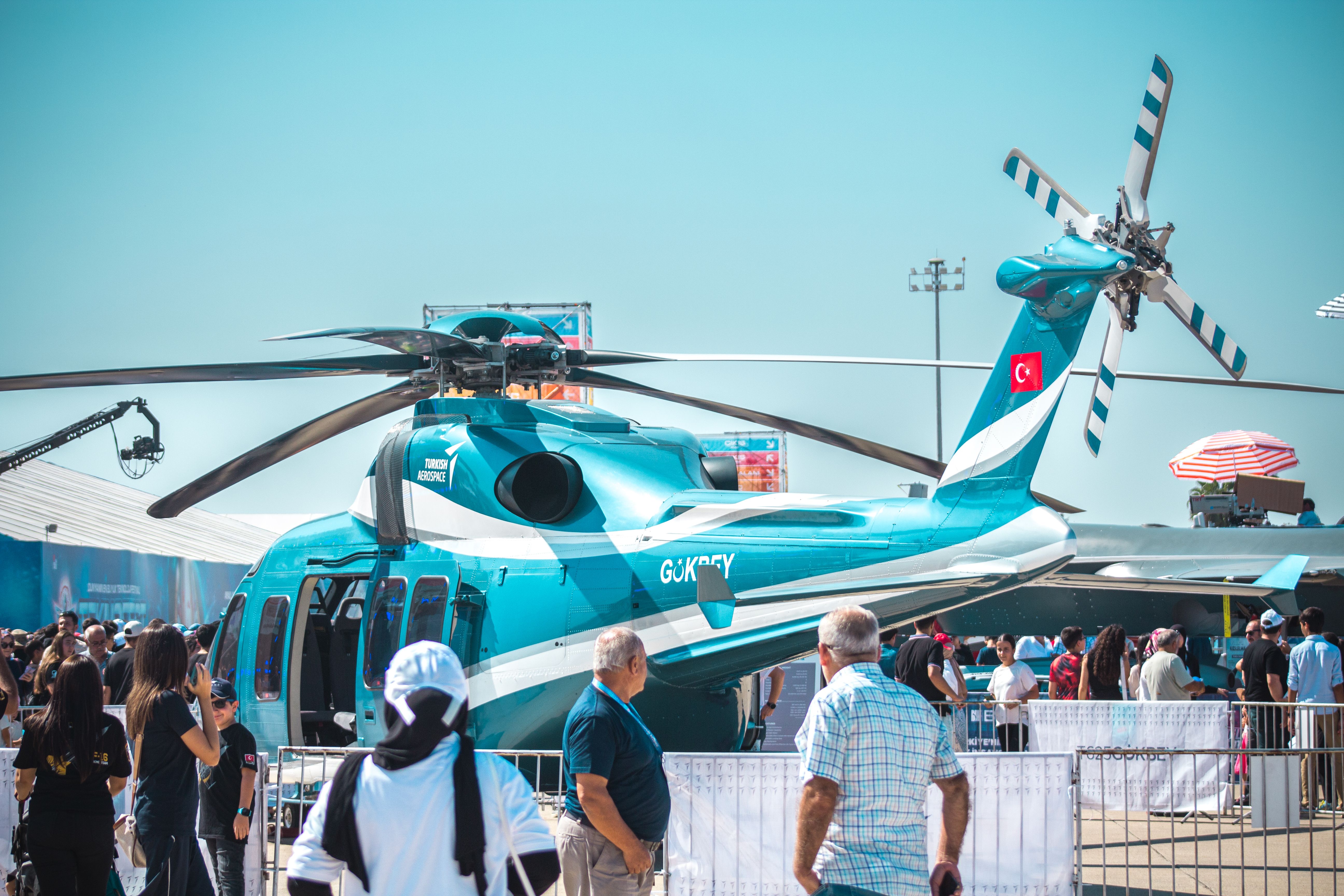 Vibrant Display of Gökbey Helicopter at Teknofest · Free Stock Photo
