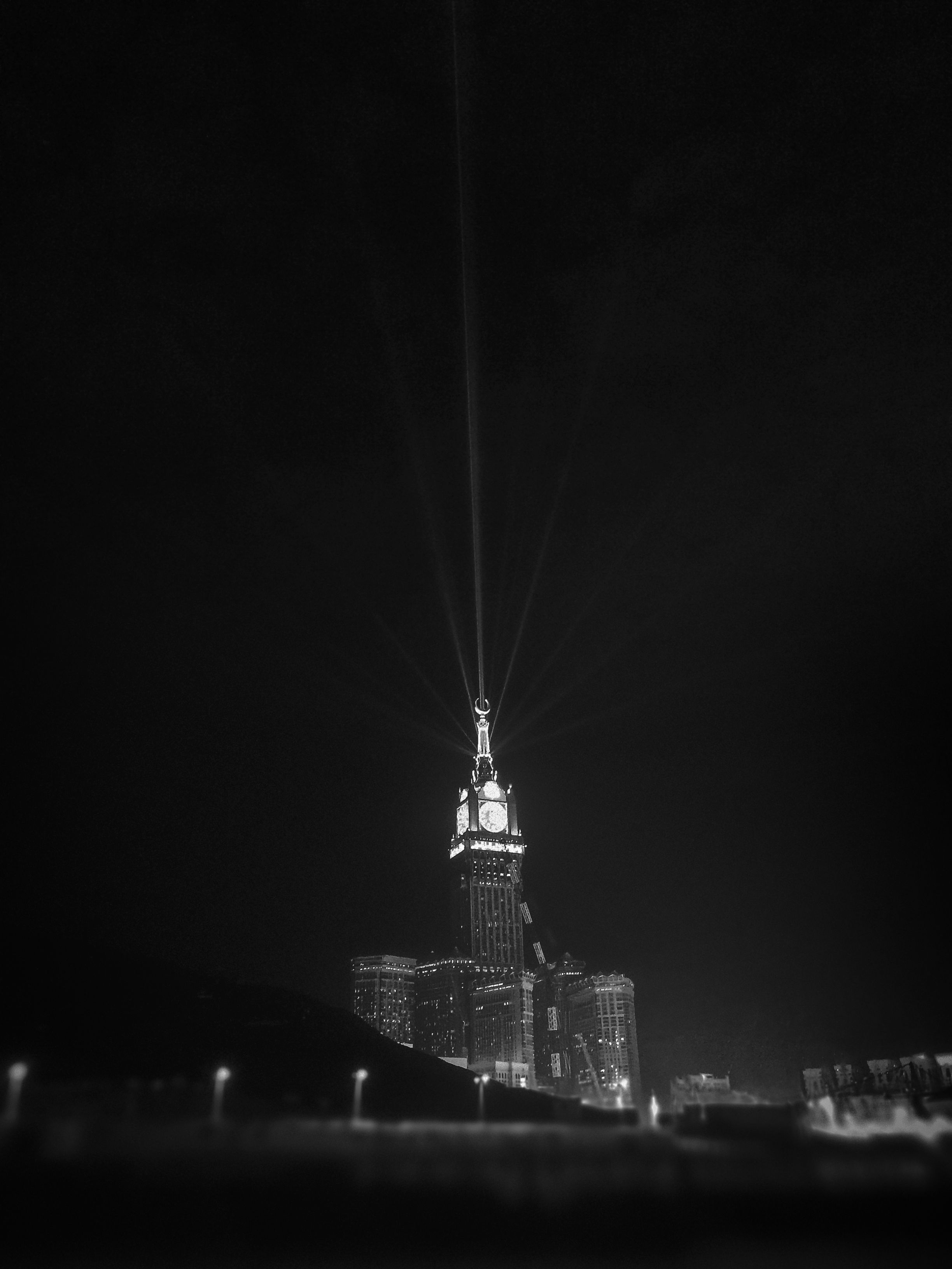 Photo of an Illuminating Makkah Royal Clock Tower at Night, Mecca ...