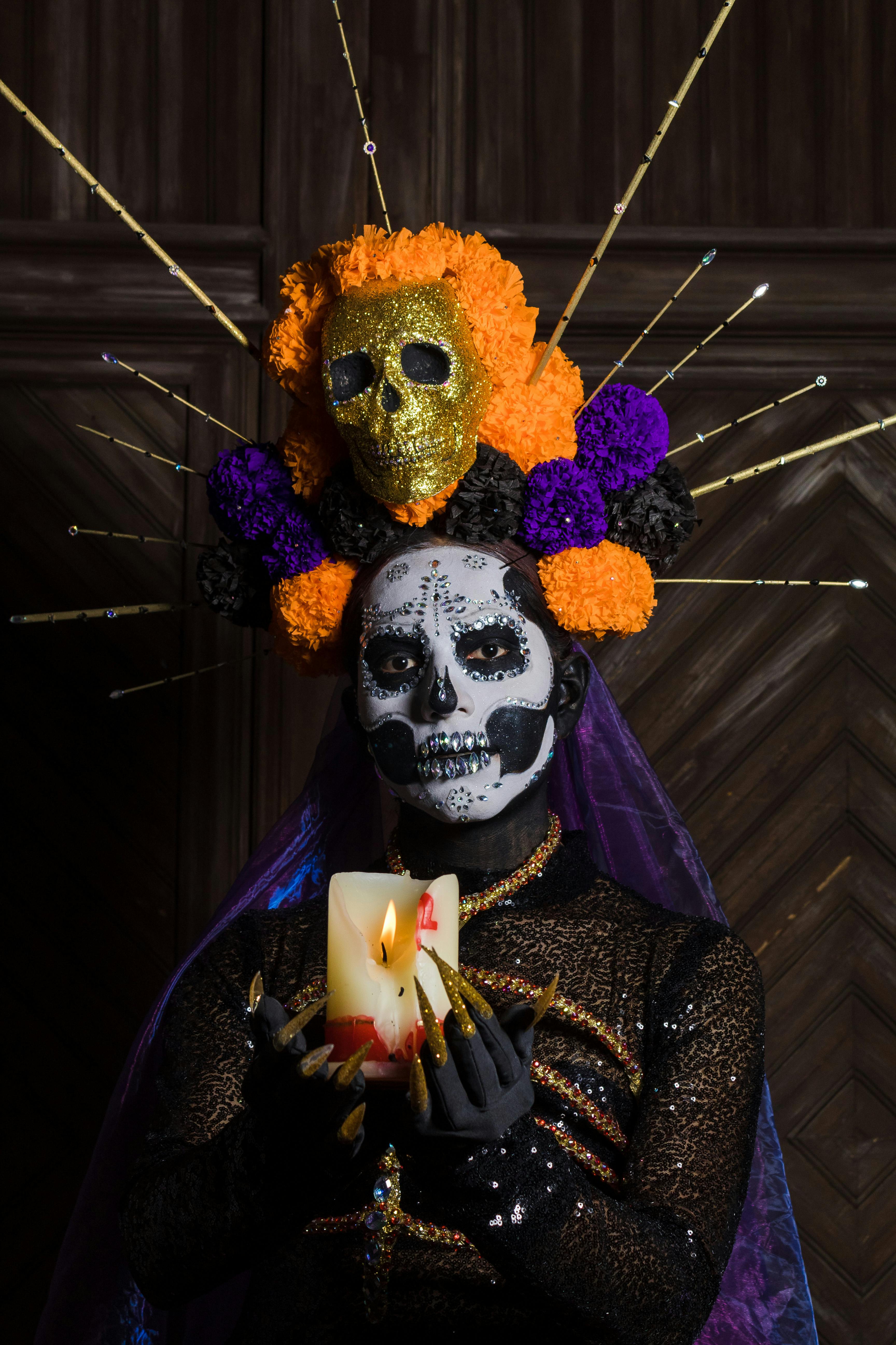 Vibrant Catrina Portrait Celebrating Día de Muertos · Free Stock Photo