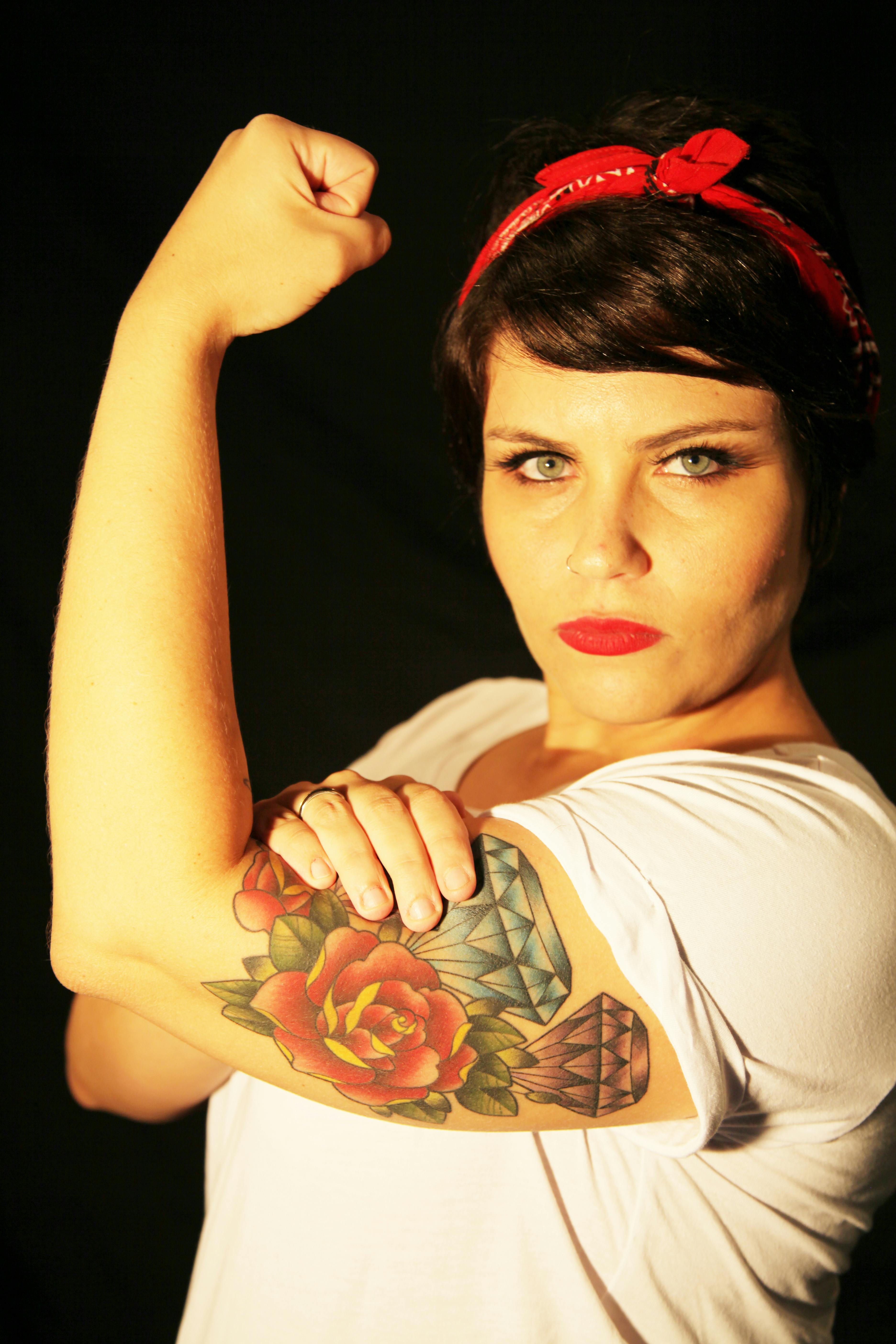 Strong Woman Portrait with Tattoo and Bandana · Free Stock Photo