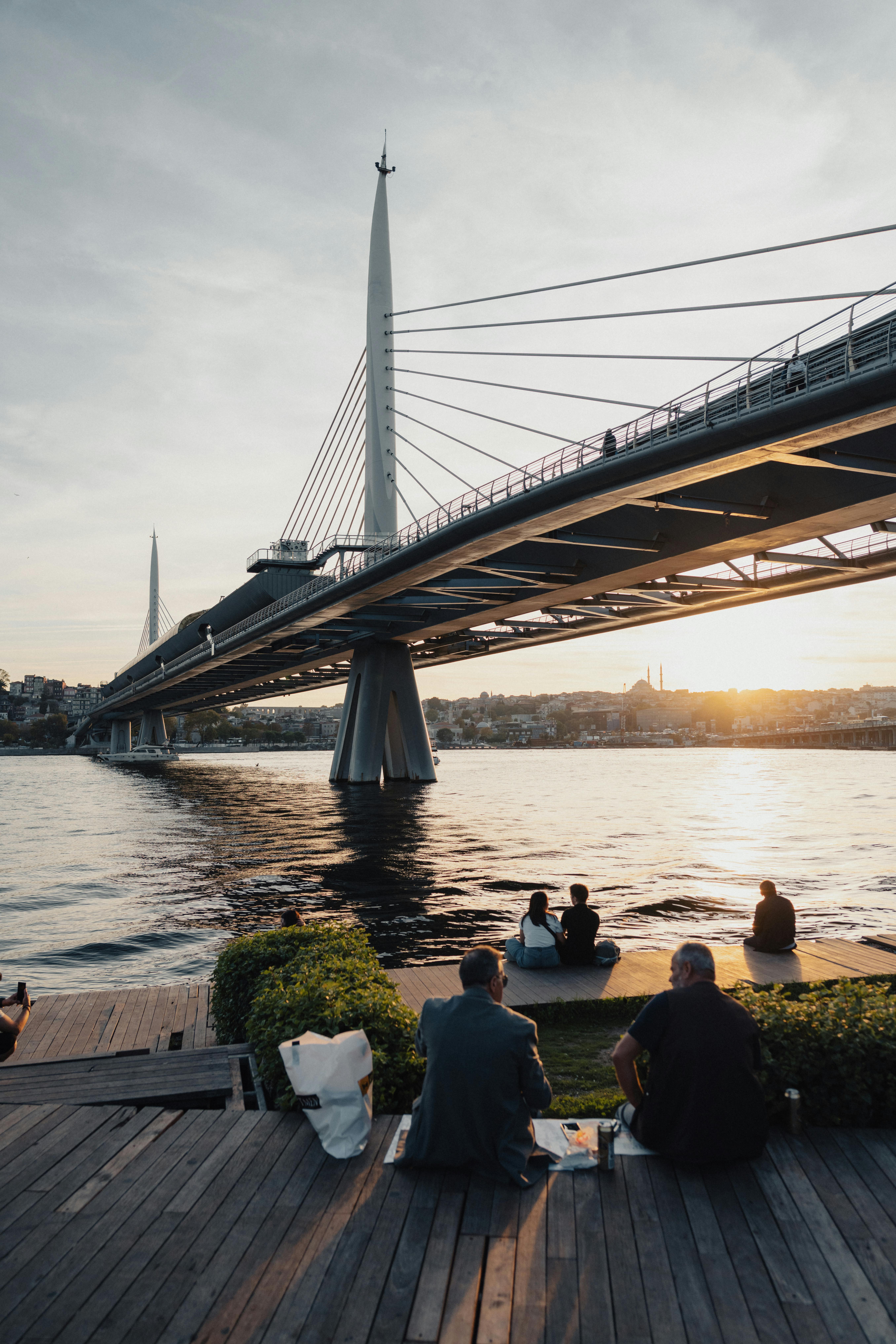Golden Hour View of Halic Bridge in Istanbul · Free Stock Photo