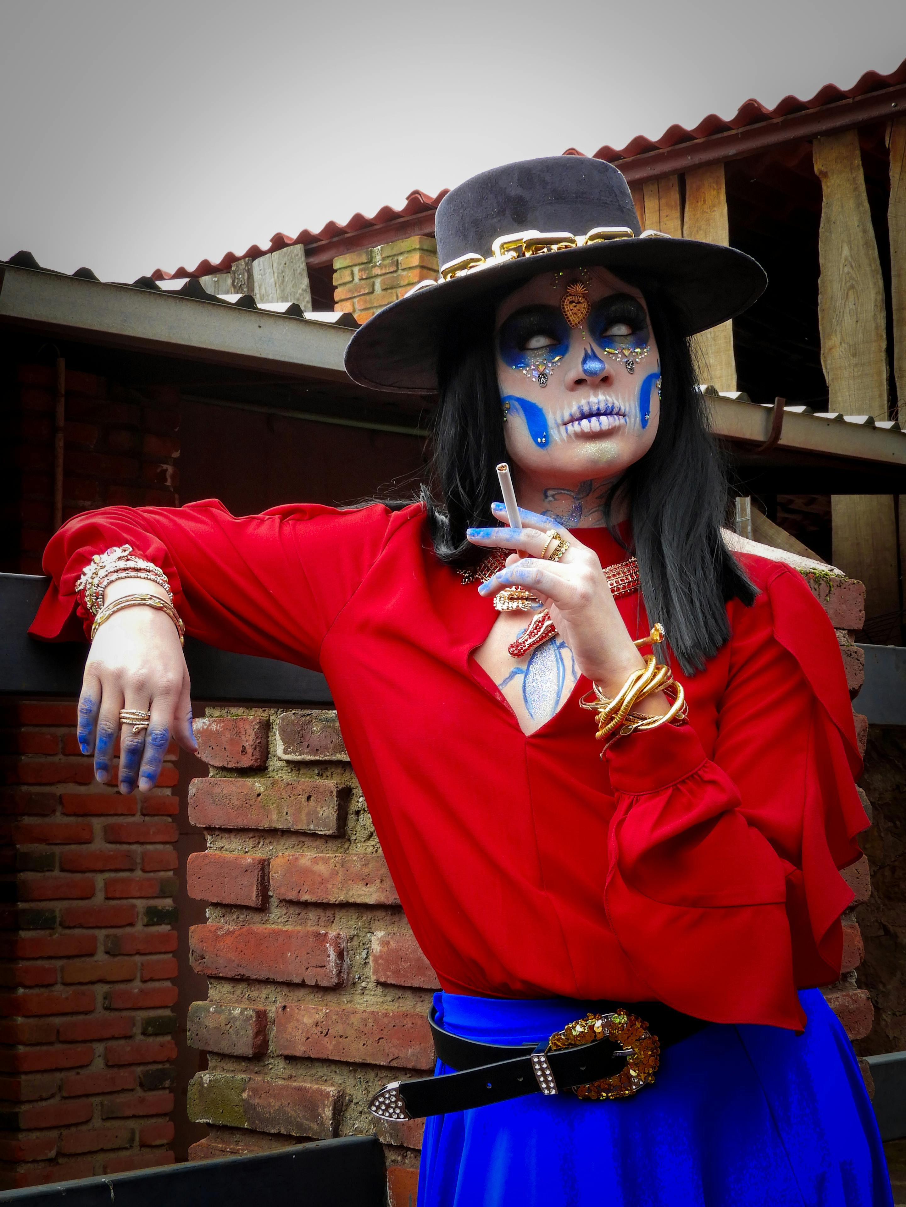 Colorful Catrina with Makeup at Day of the Dead · Free Stock Photo