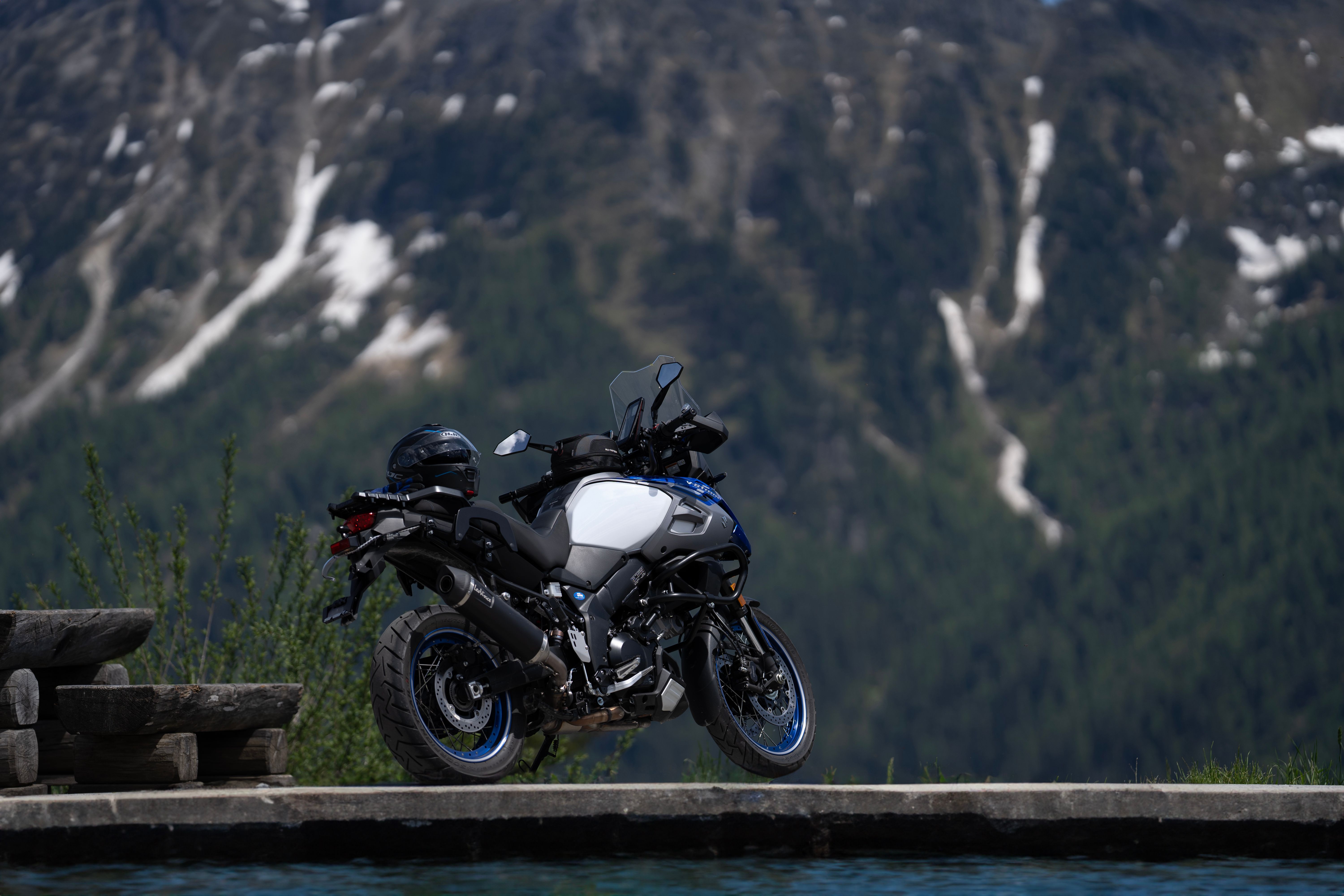 Adventure Motorcycle by Mountainous Landscape · Free Stock Photo