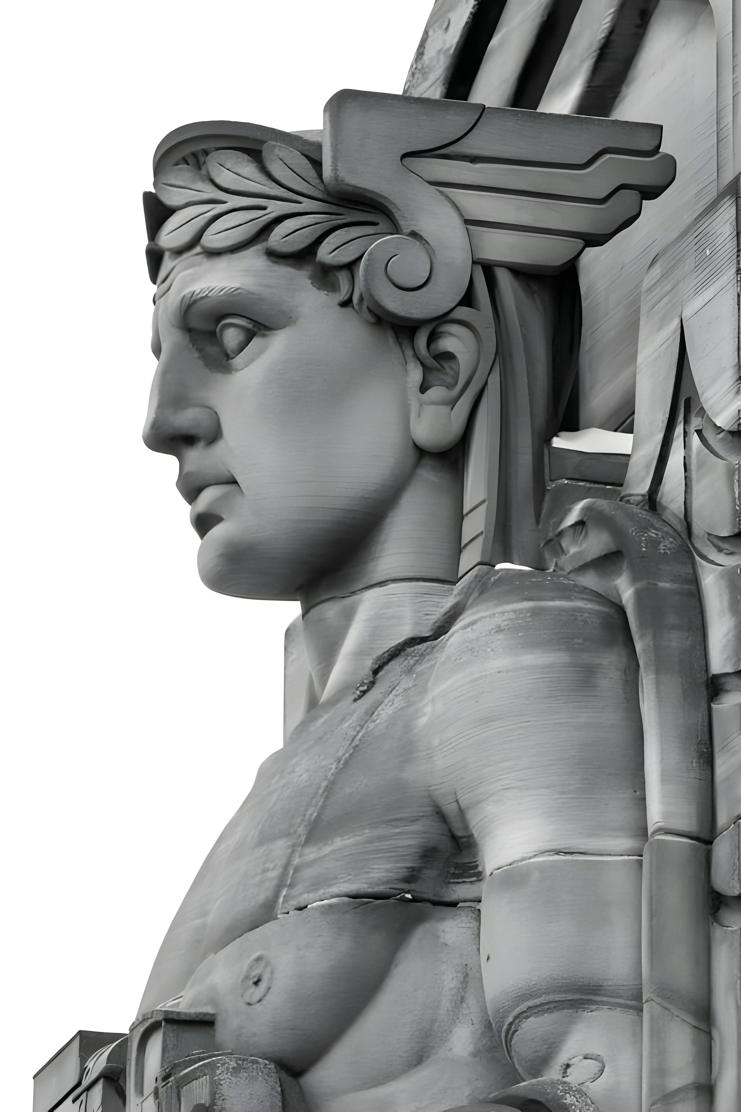 Art Deco Guardian Sculpture in Black and White · Free Stock Photo