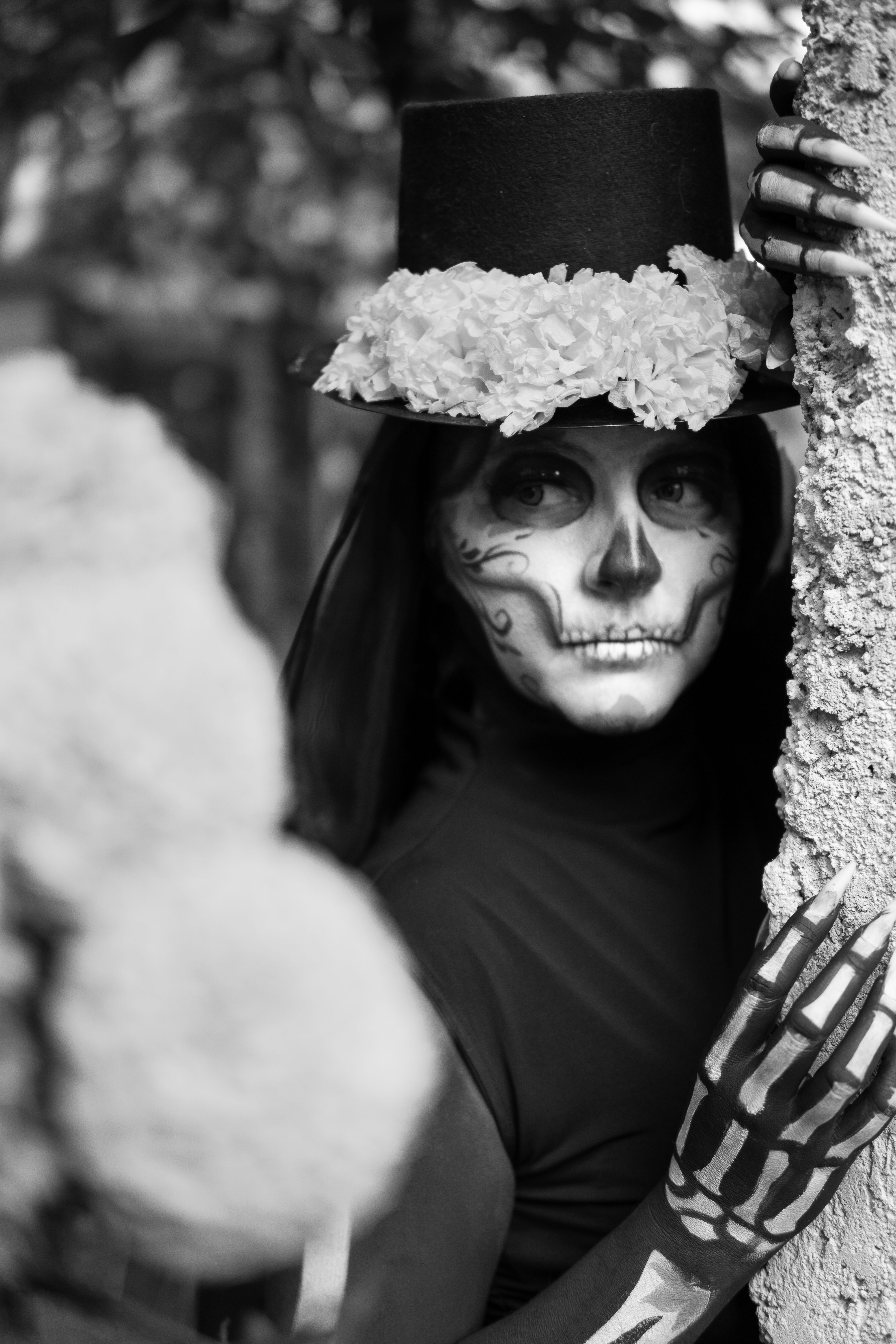 Elegant Catrina in Skeleton Makeup for Dia de los Muertos · Free Stock ...