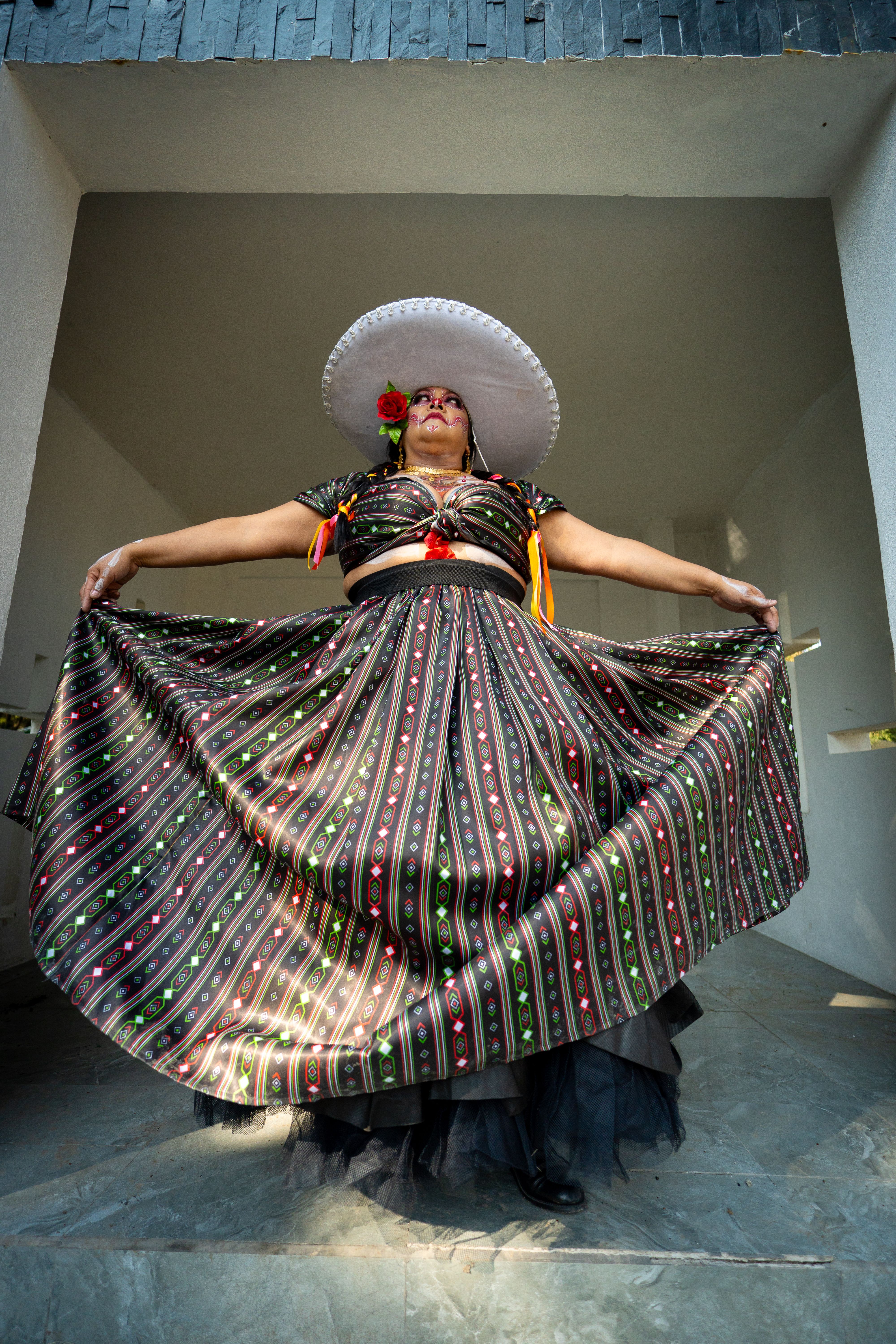 Traditional Mexican Catrina in Vibrant Dress · Free Stock Photo