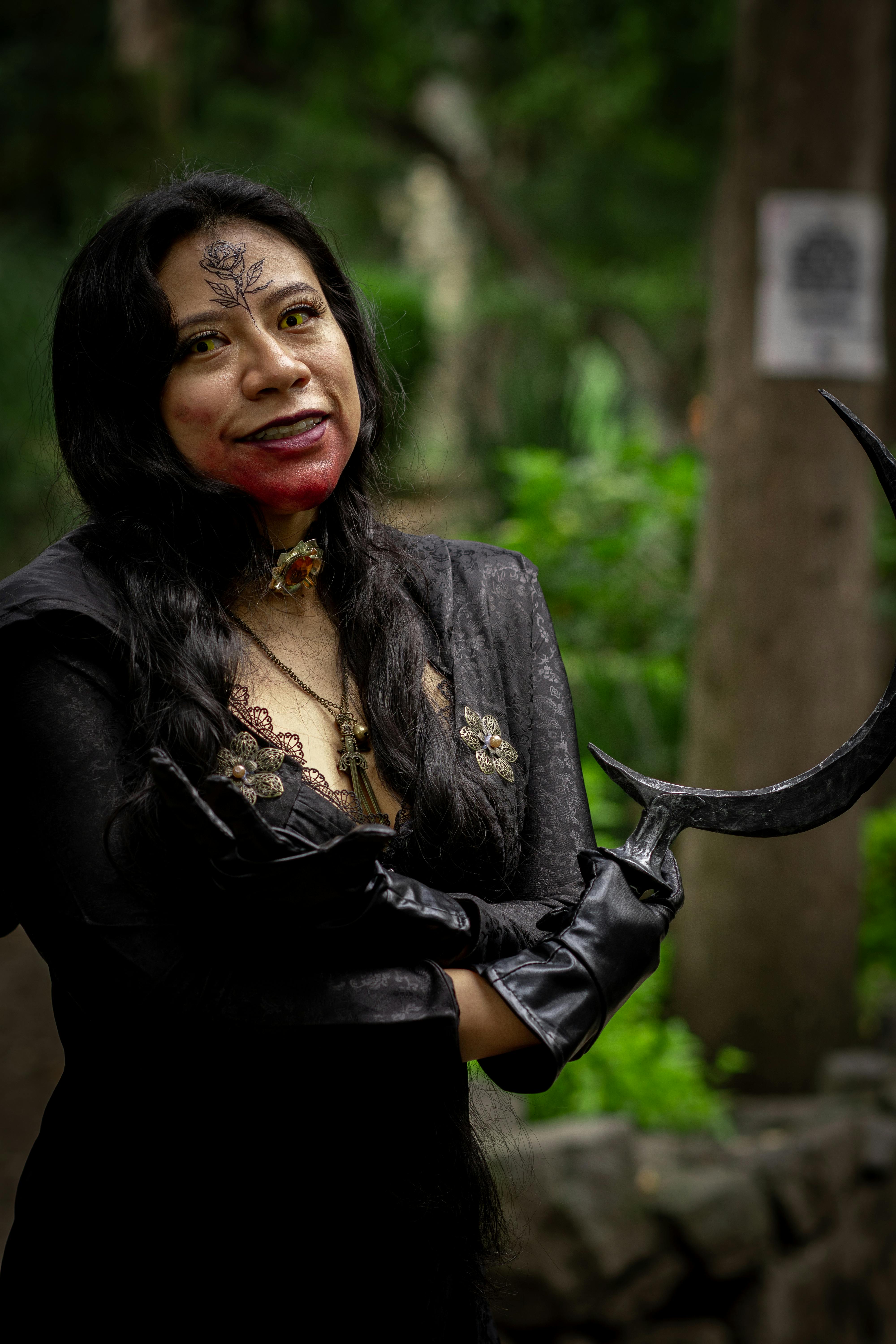 Gothic Halloween Cosplay with Crescent Blade · Free Stock Photo