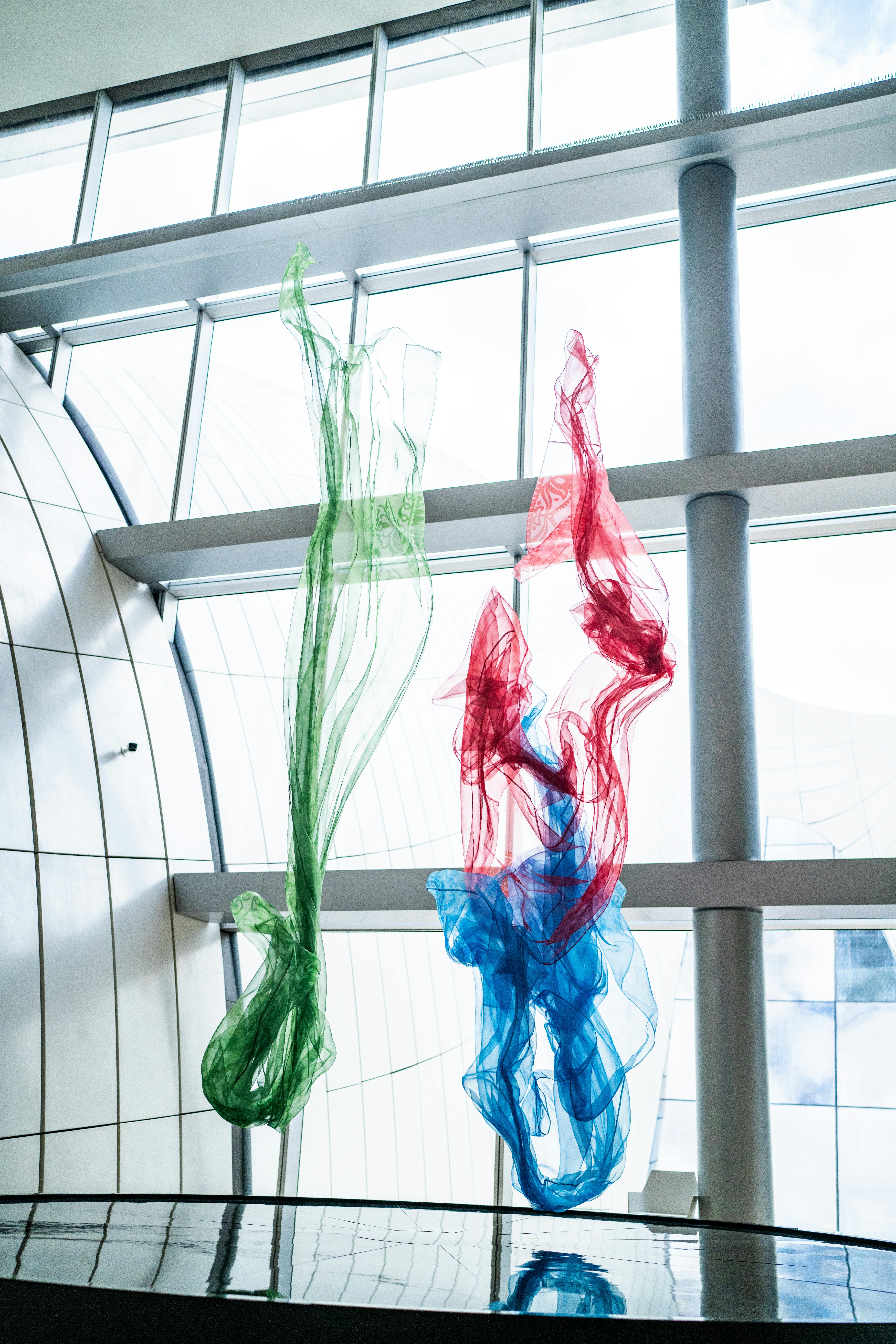 Colorful Fabric Art Installation in Modern Space · Free Stock Photo
