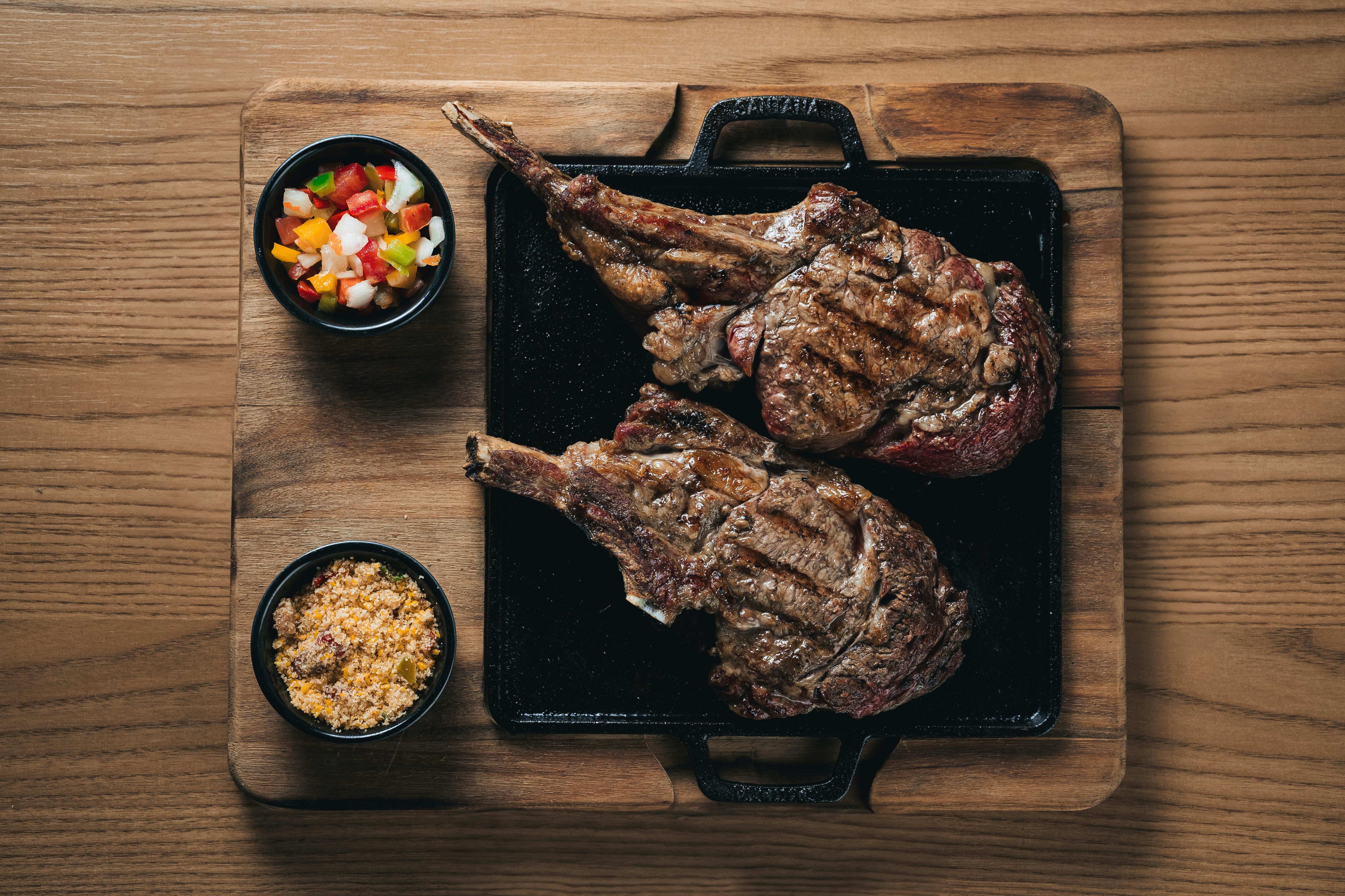 Grilled Lamb Chops with Colorful Veggie Sides · Free Stock Photo