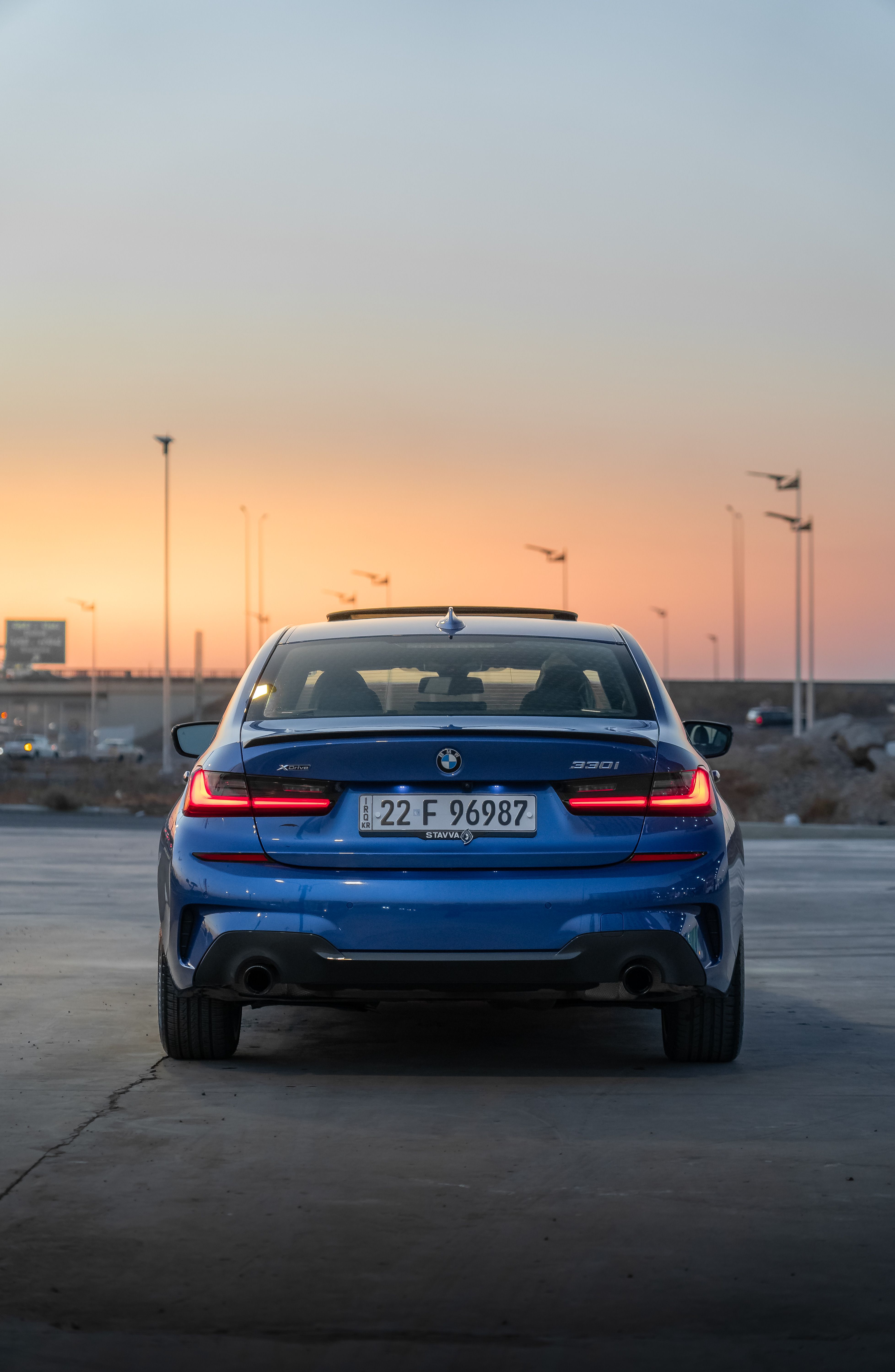 BMW 3 Series Car at Sunset in Erbil · Free Stock Photo