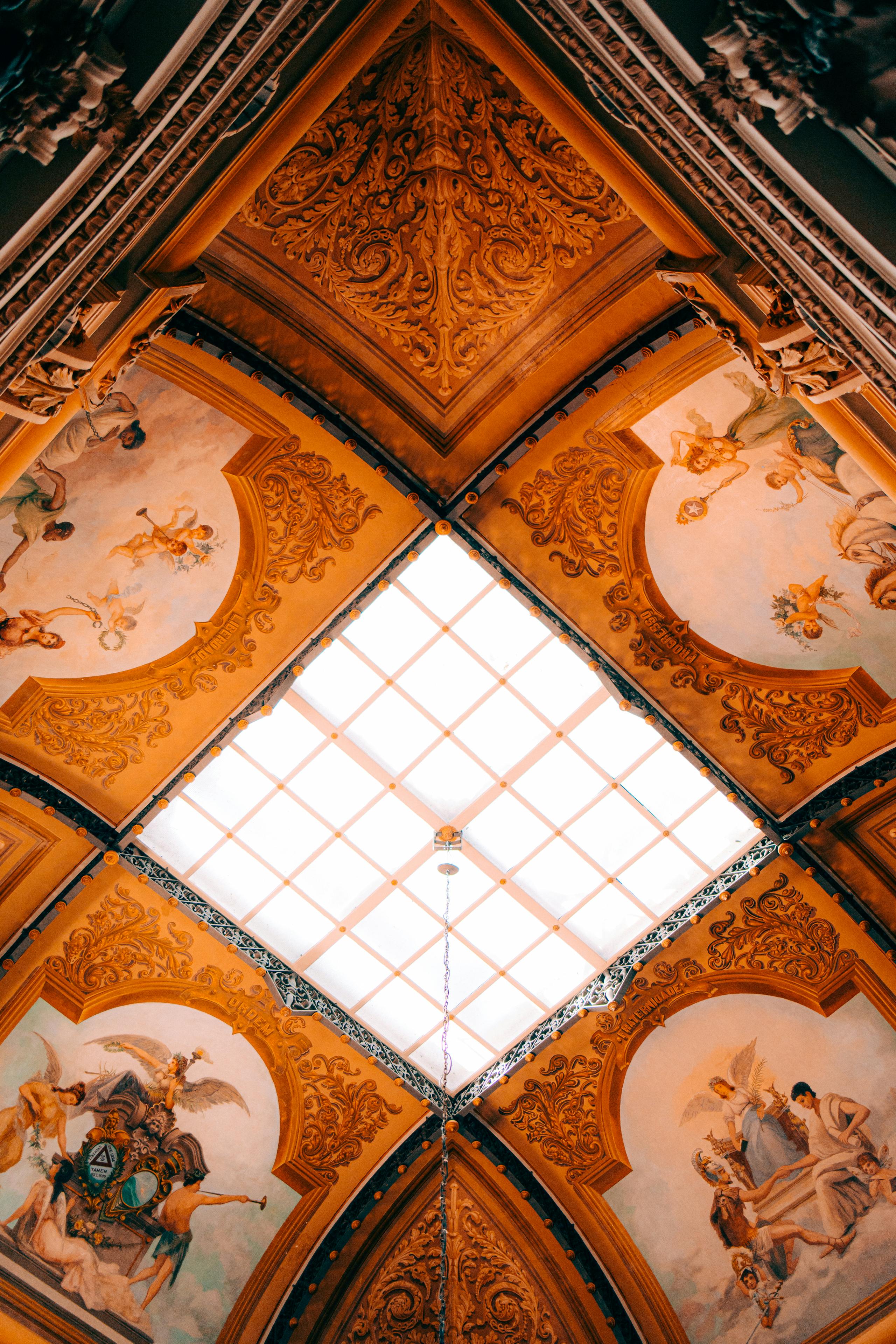 Stunning Ornate Ceiling with Classical Frescoes · Free Stock Photo