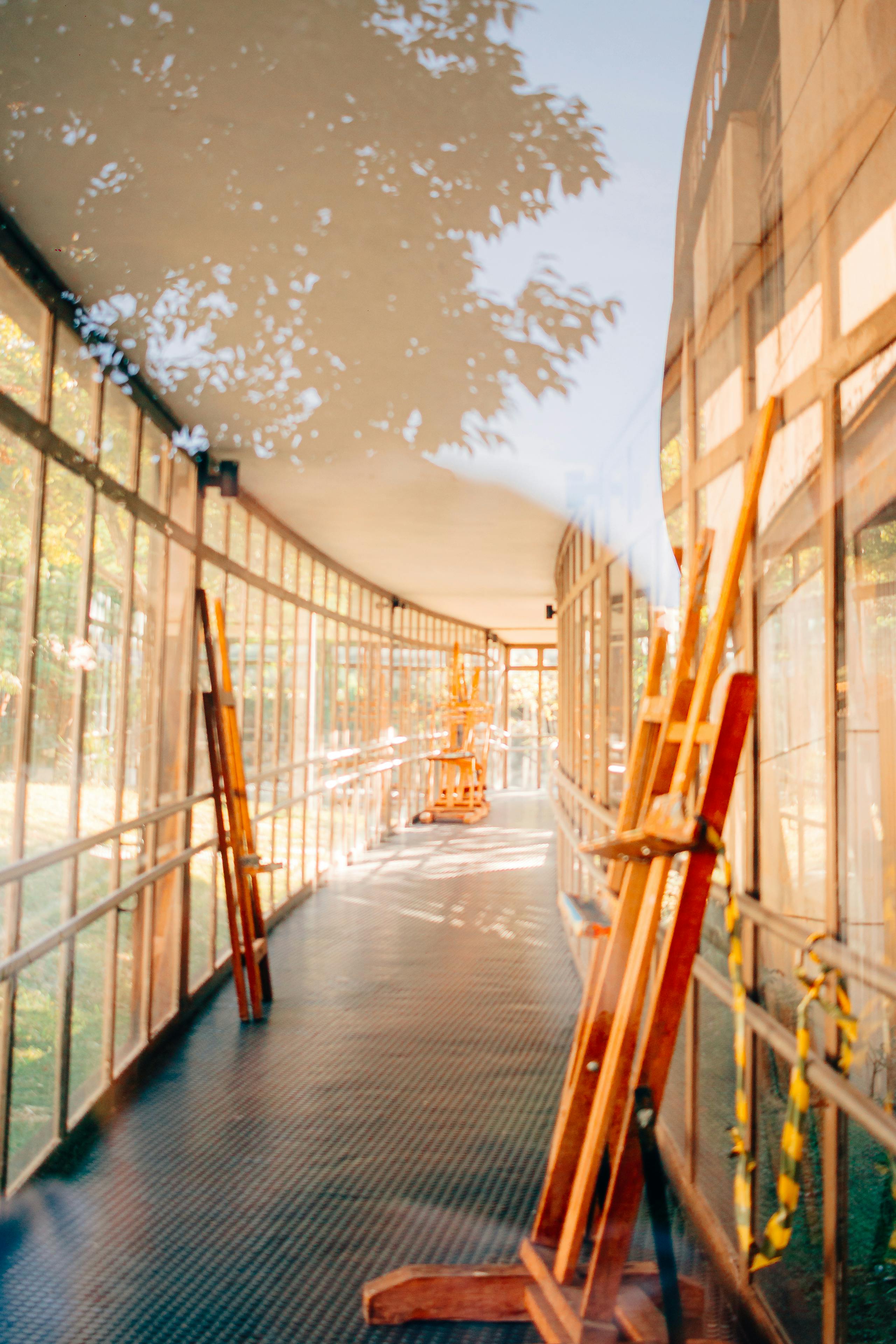 Art Studio Corridor with Sunlit Windows · Free Stock Photo