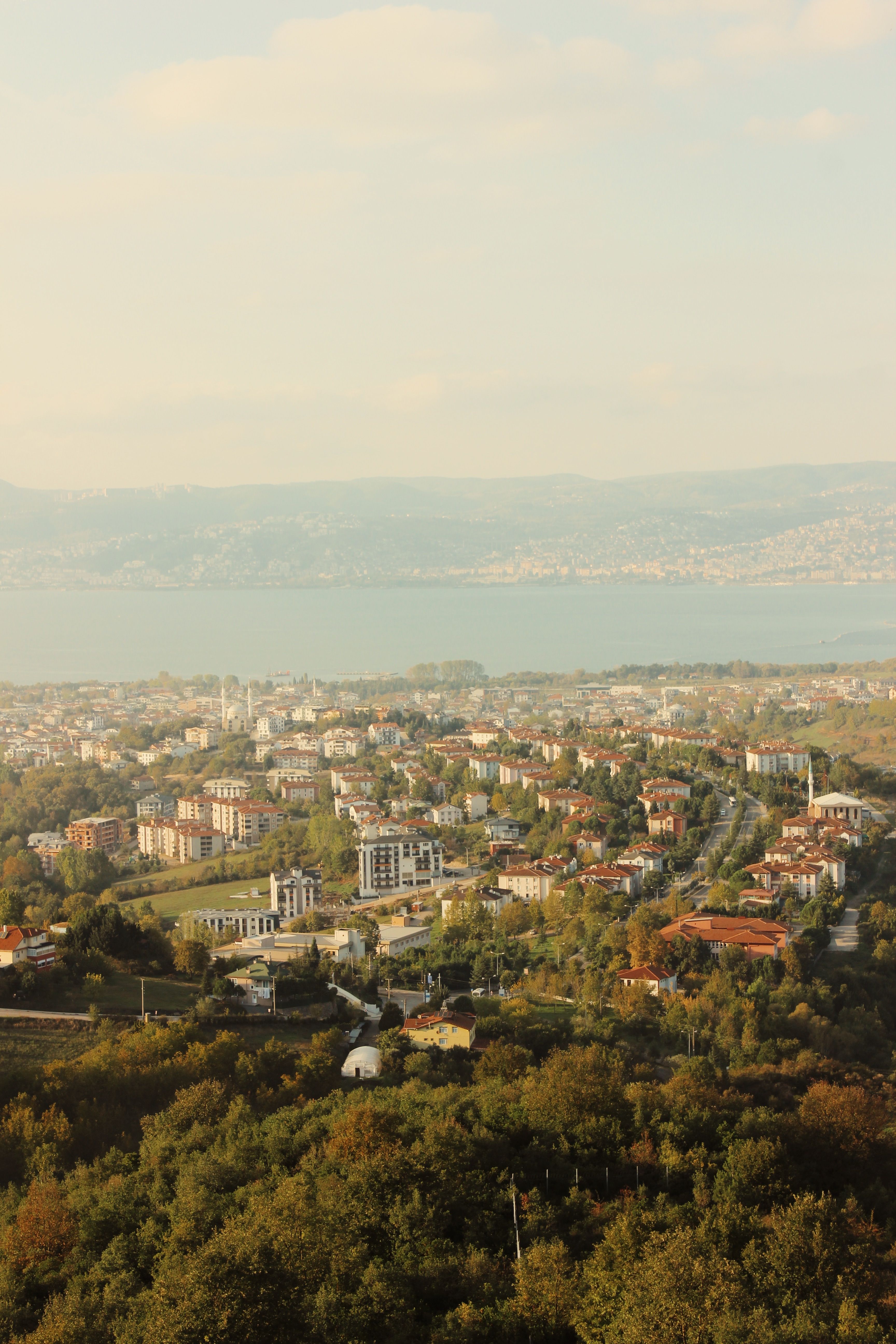 Aerial View of a Scenic Lakeside Town · Free Stock Photo