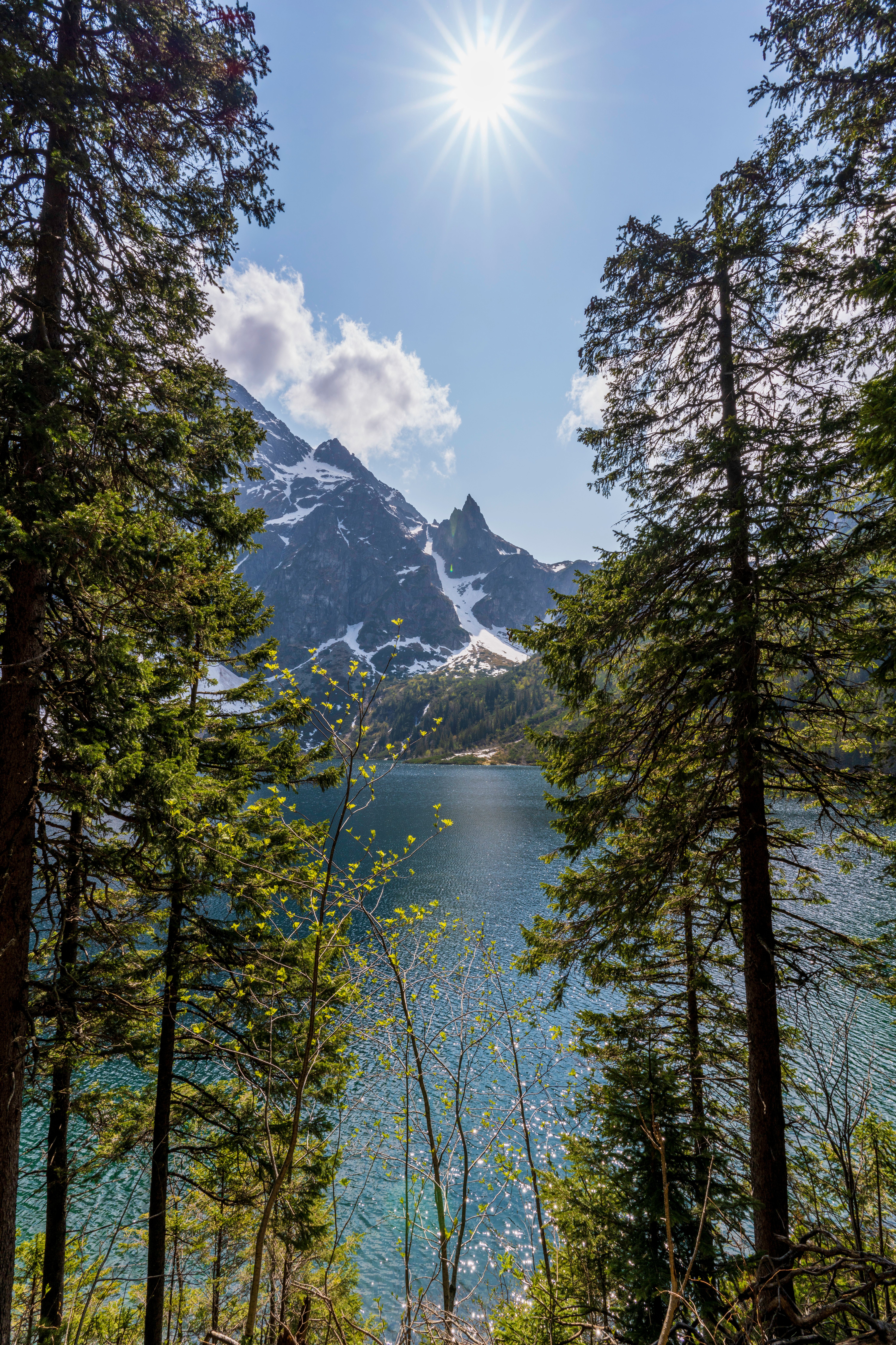 Sunlit Mountain Lake in Tatra Mountains · Free Stock Photo