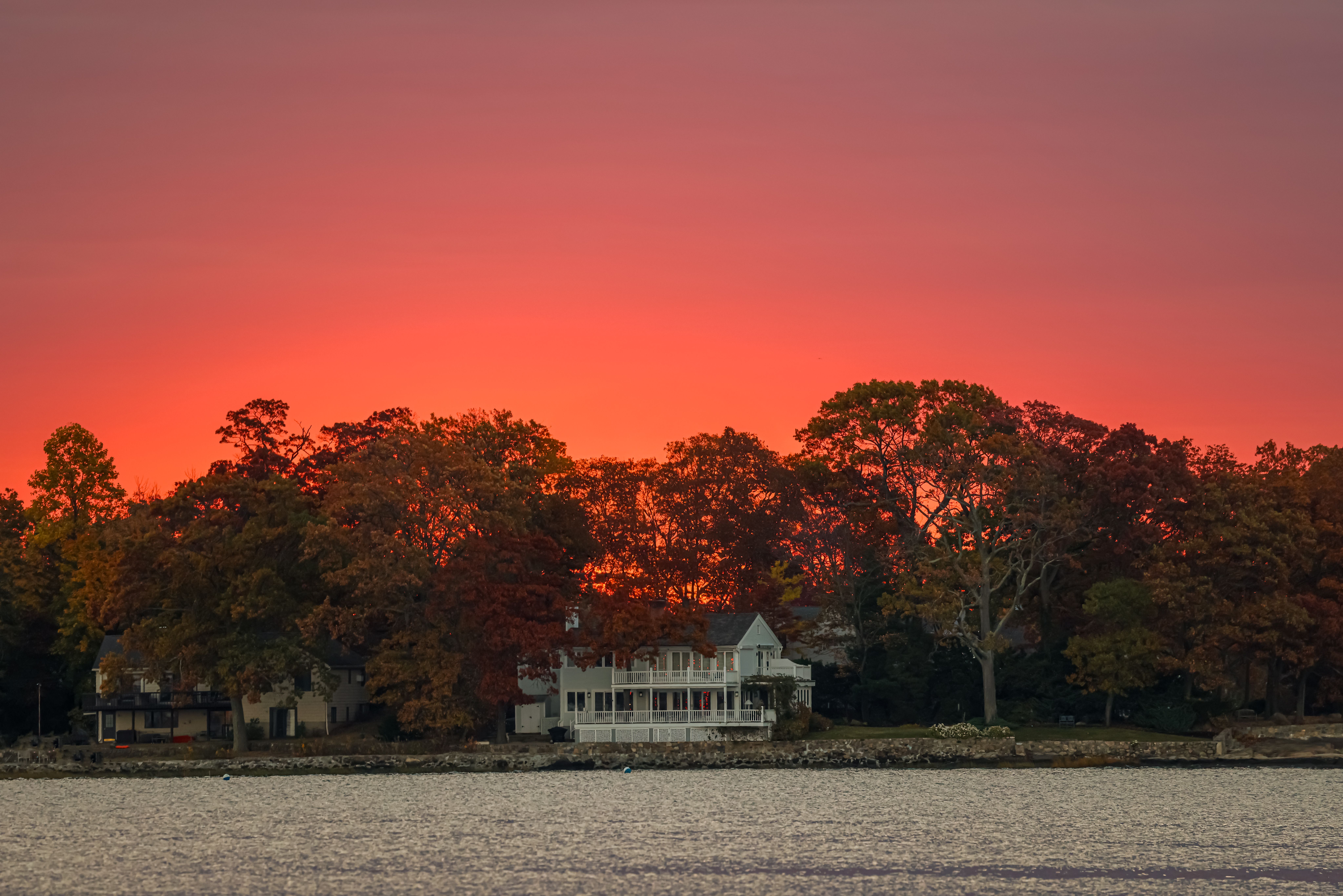 Scenic Fall Sunrise at Stamford Waterfront · Free Stock Photo