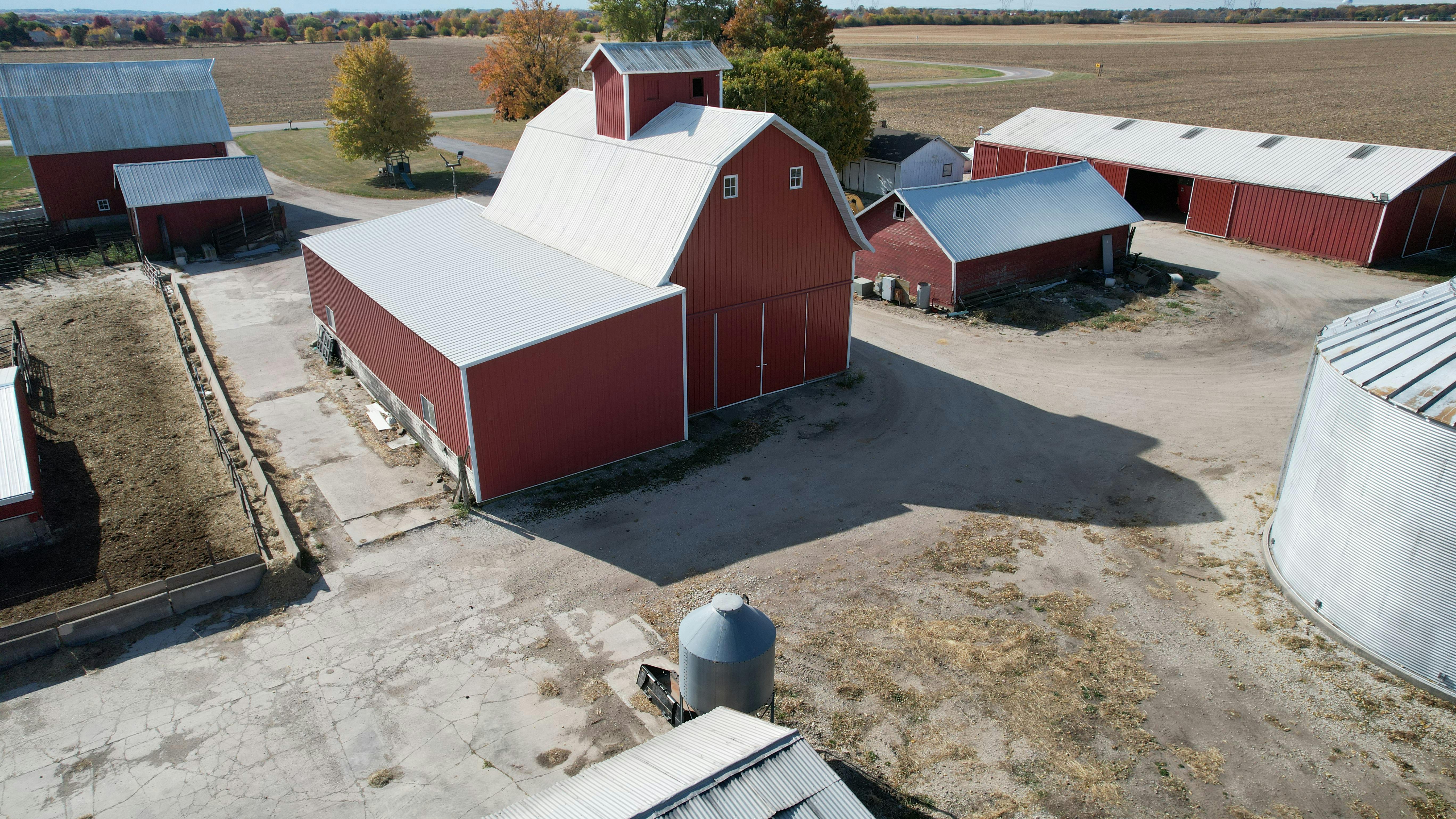 Aerial View of Traditional Farm Buildings in Autumn · Free Stock Photo