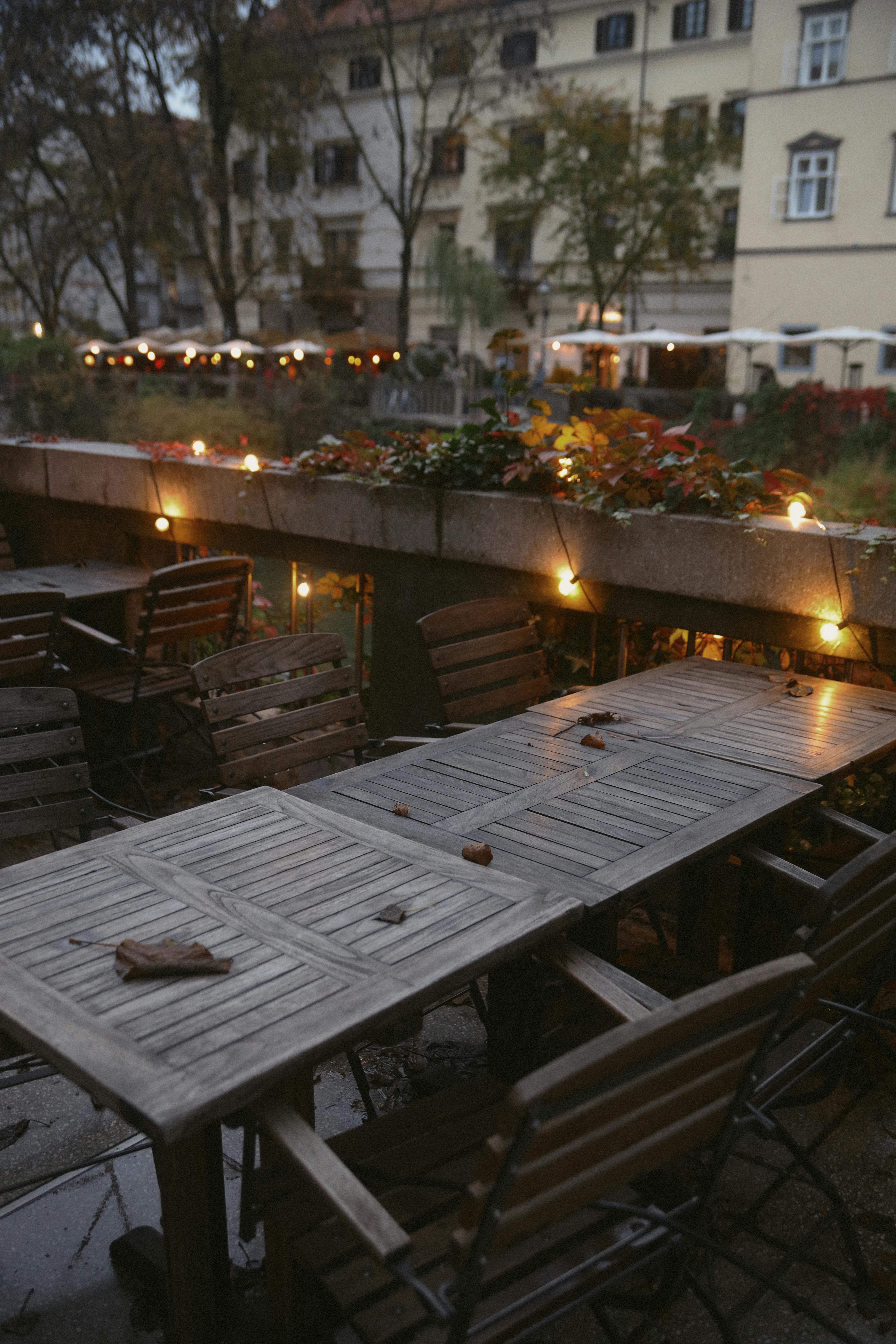 Cozy Outdoor Cafe with Autumn Decor · Free Stock Photo