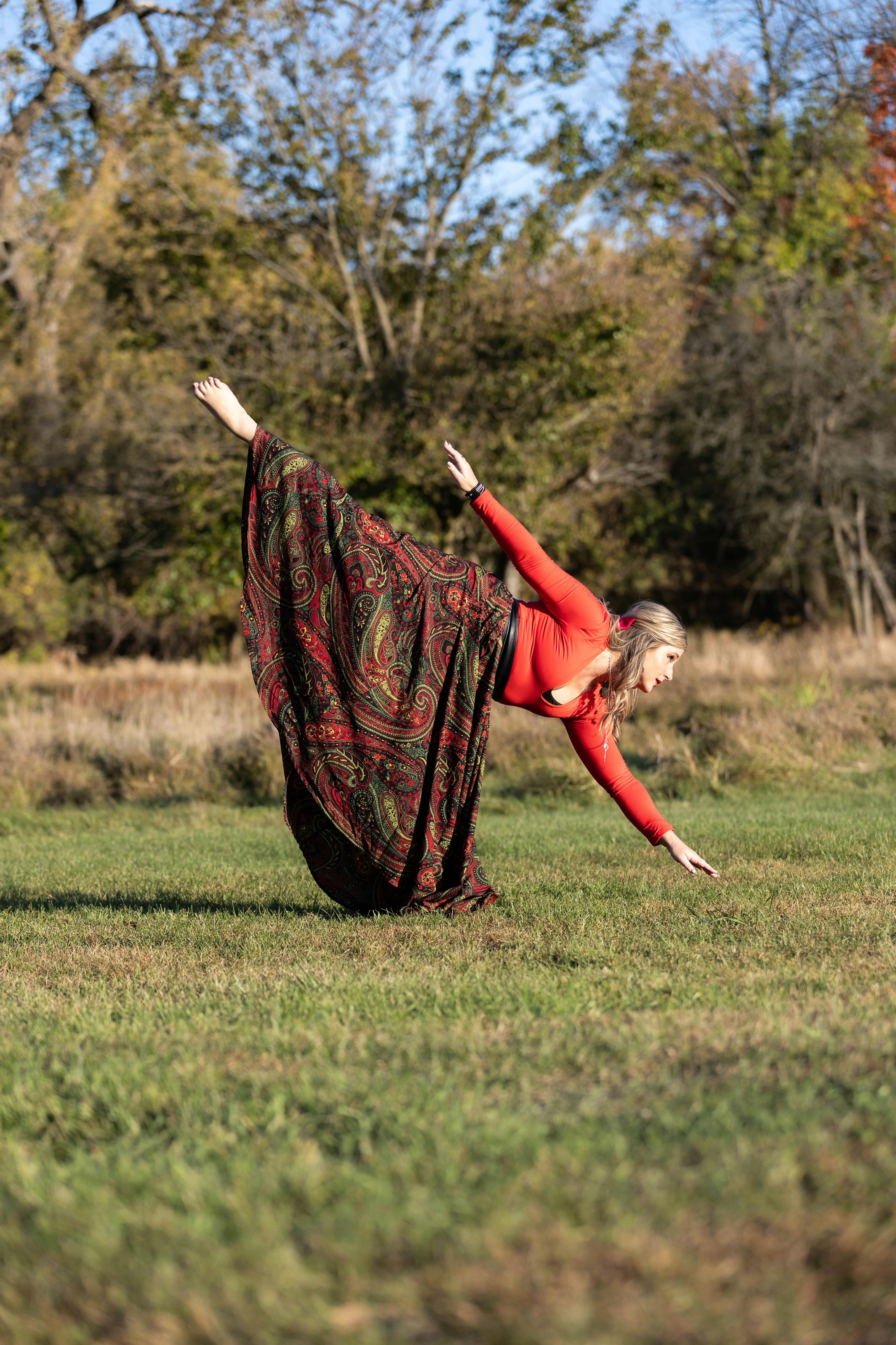 Graceful Dance Pose in Autumnal Field · Free Stock Photo