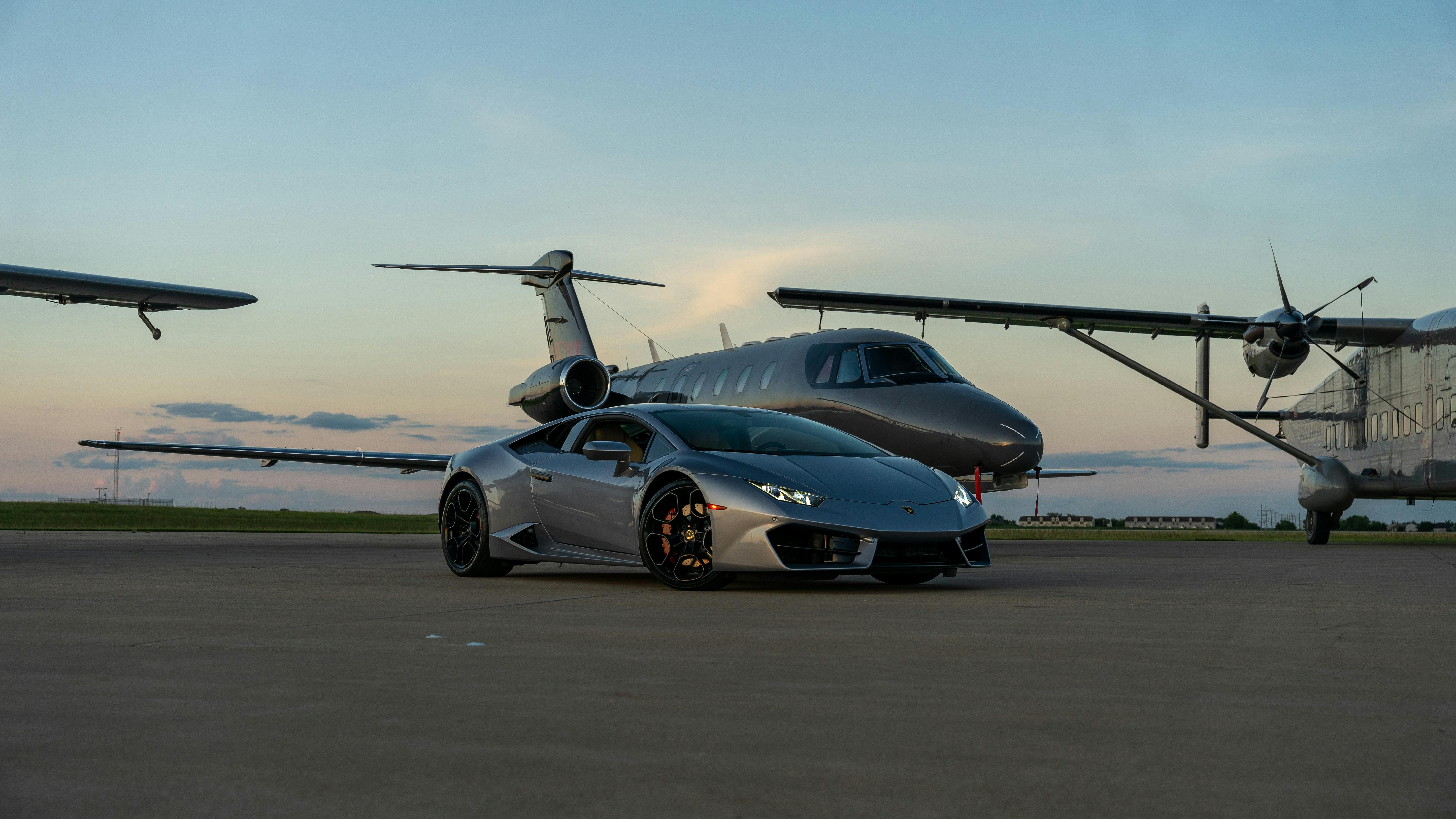 Luxury Car and Private Jet on Runway in Illinois · Free Stock Photo