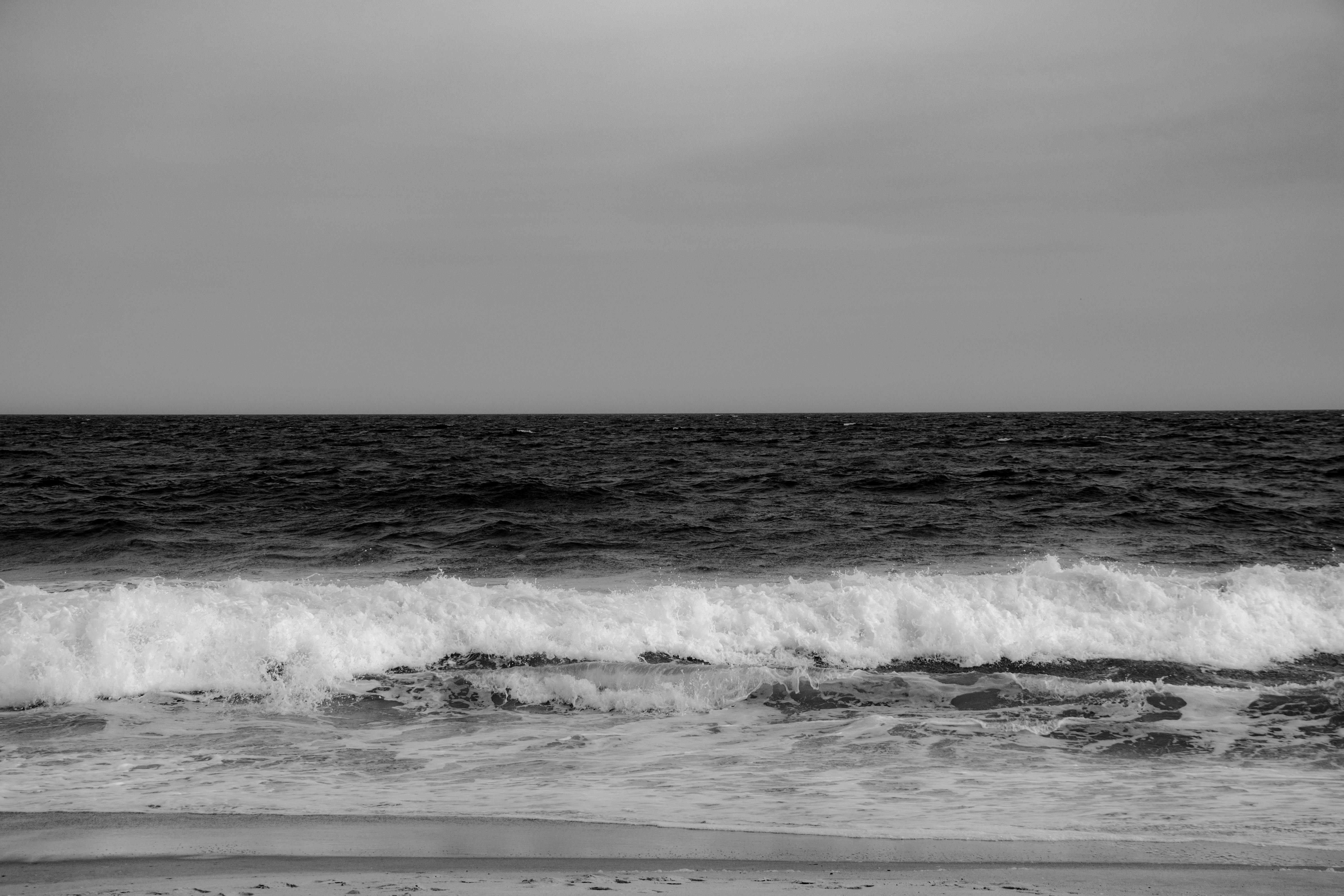 Black and White Ocean Waves at New York Beach · Free Stock Photo