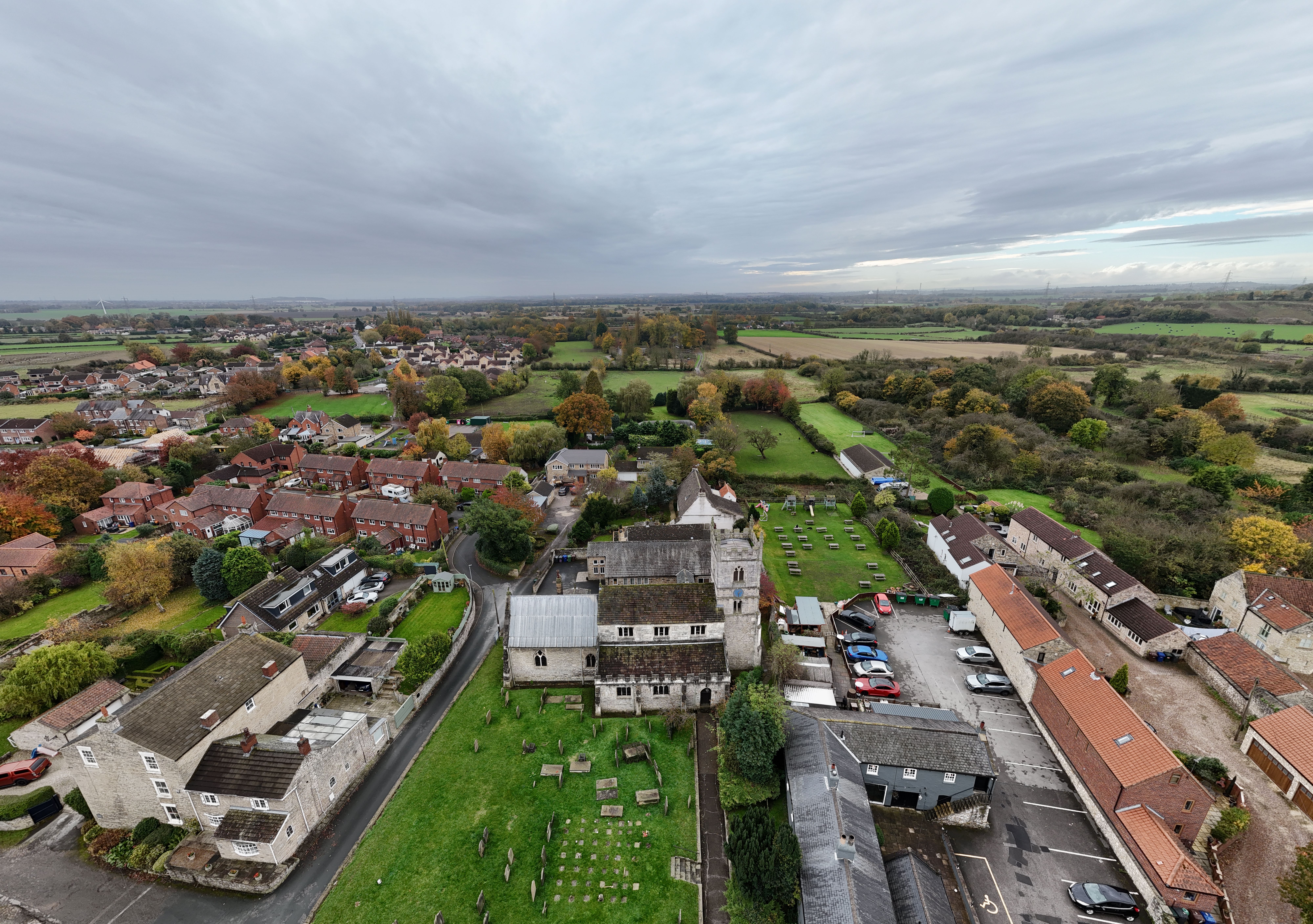 Aerial View of Countryside Village in Autumn · Free Stock Photo