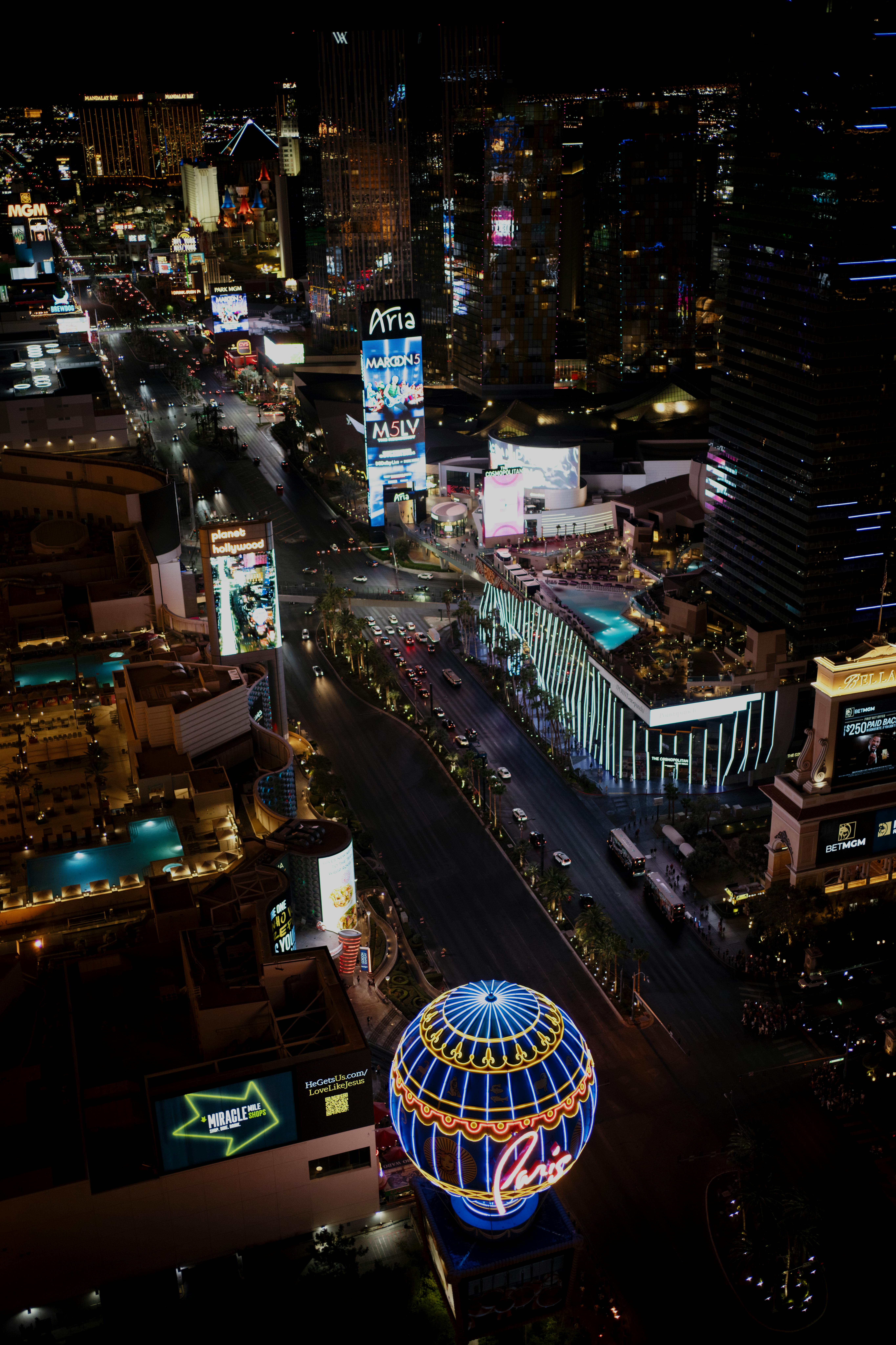 Aerial Night View of Las Vegas Strip · Free Stock Photo