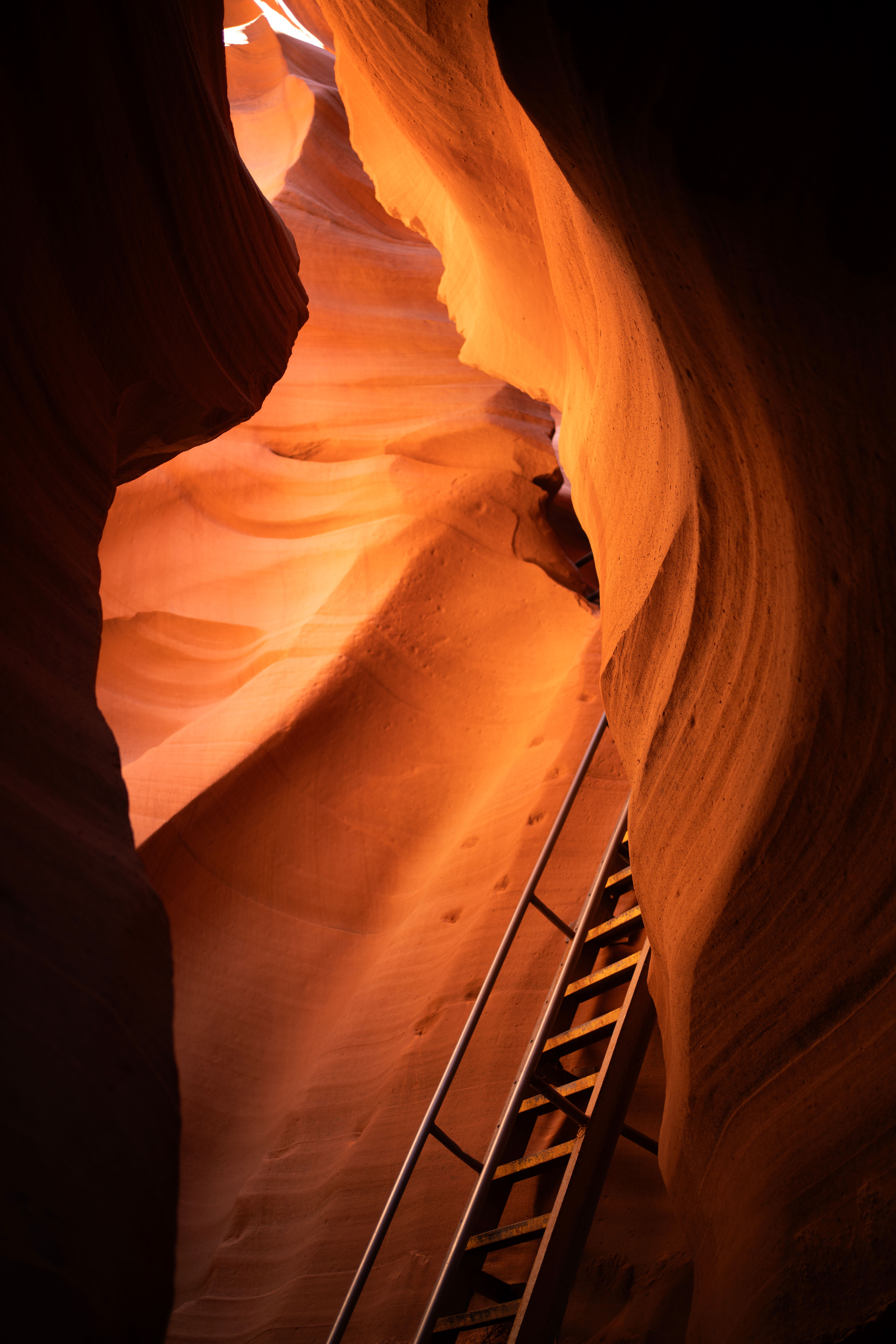 Sunlit Canyon Walls with Ladder View · Free Stock Photo