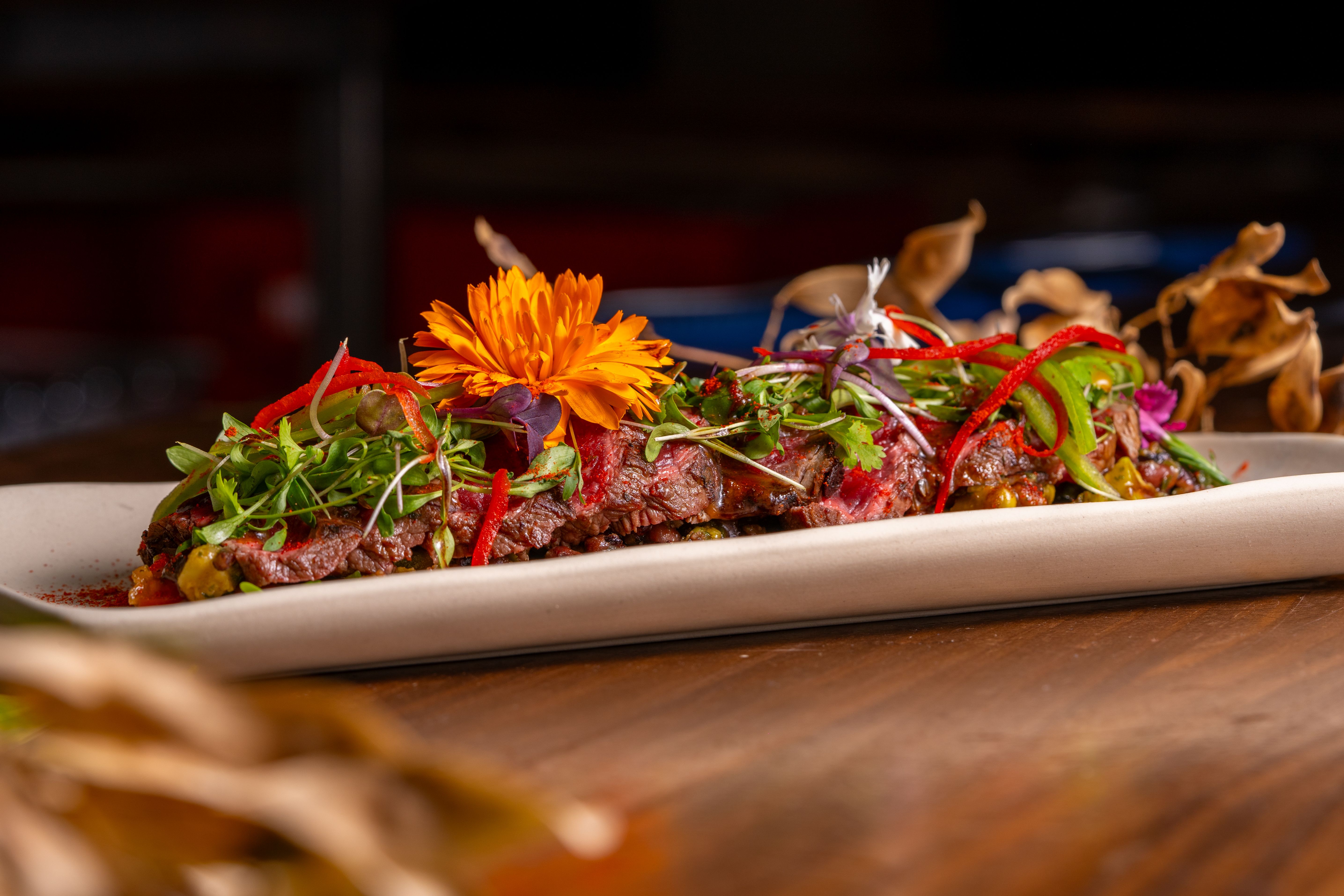 Gourmet Dish Featuring Colorful Microgreens and Edible Flower · Free ...