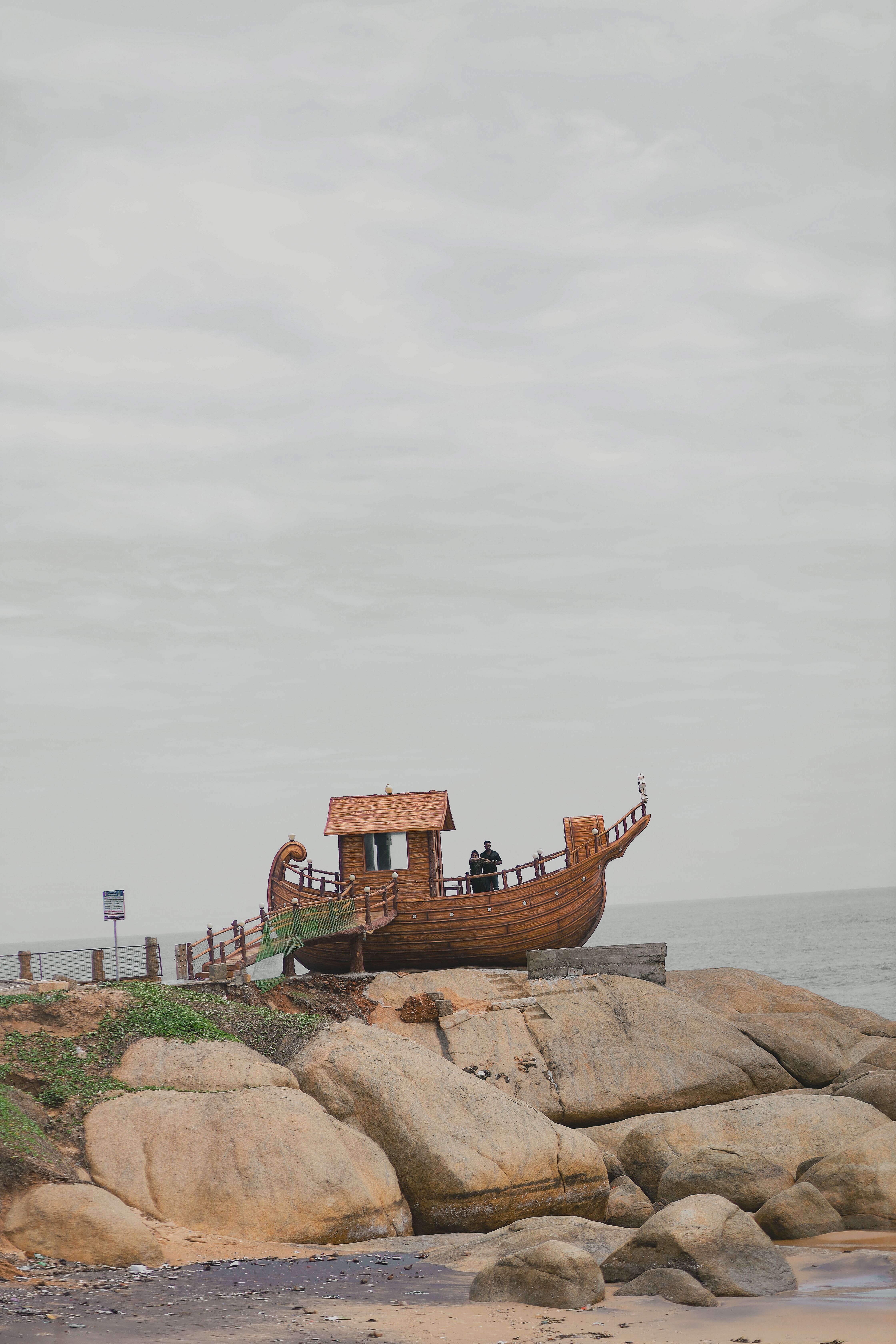 Wooden Boat Structure on Kanniyakumari Shore · Free Stock Photo