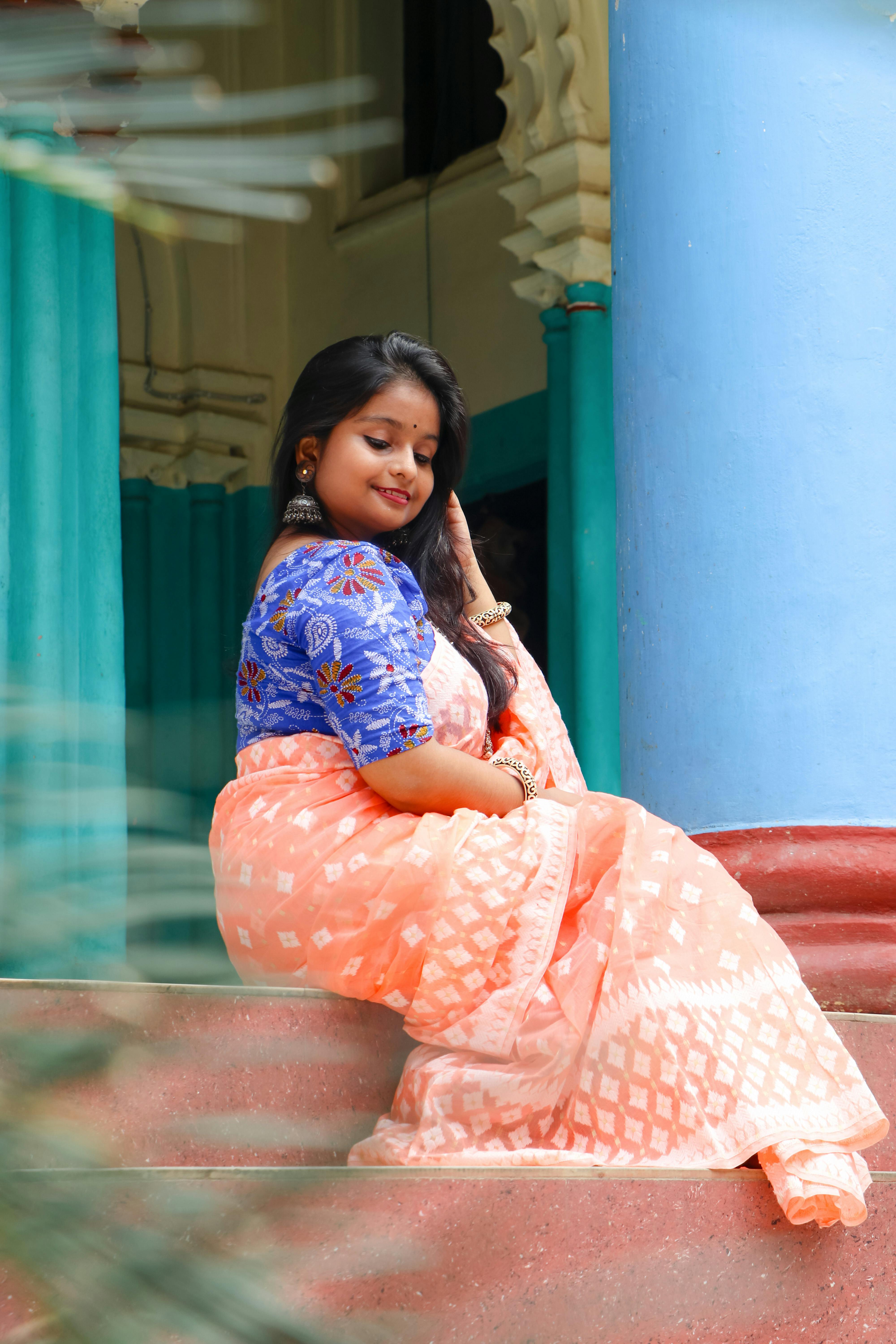 Beautiful South Asian Woman in Traditional Sari · Free Stock Photo