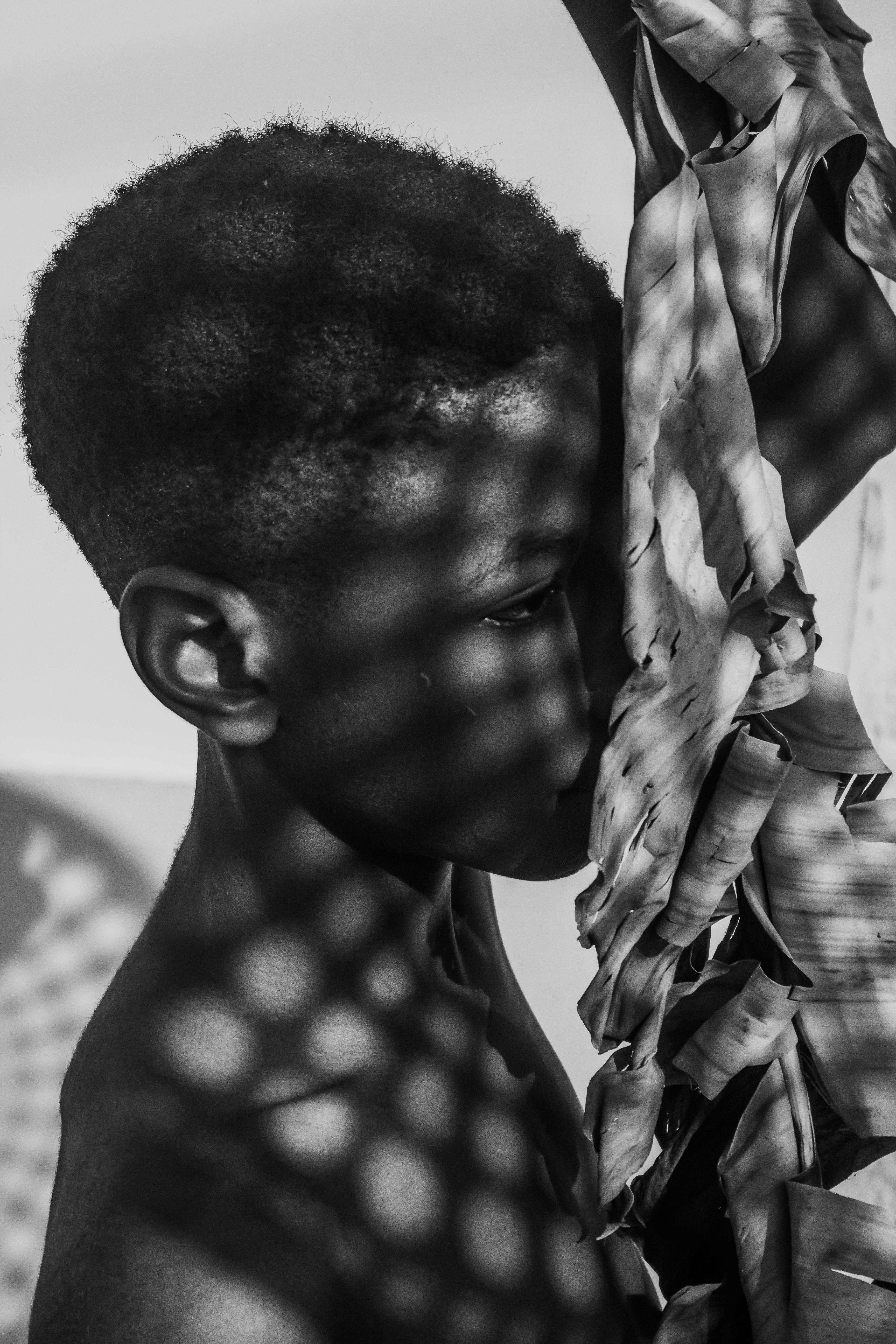 Artistic Portrait of Boy with Shadow Patterns · Free Stock Photo