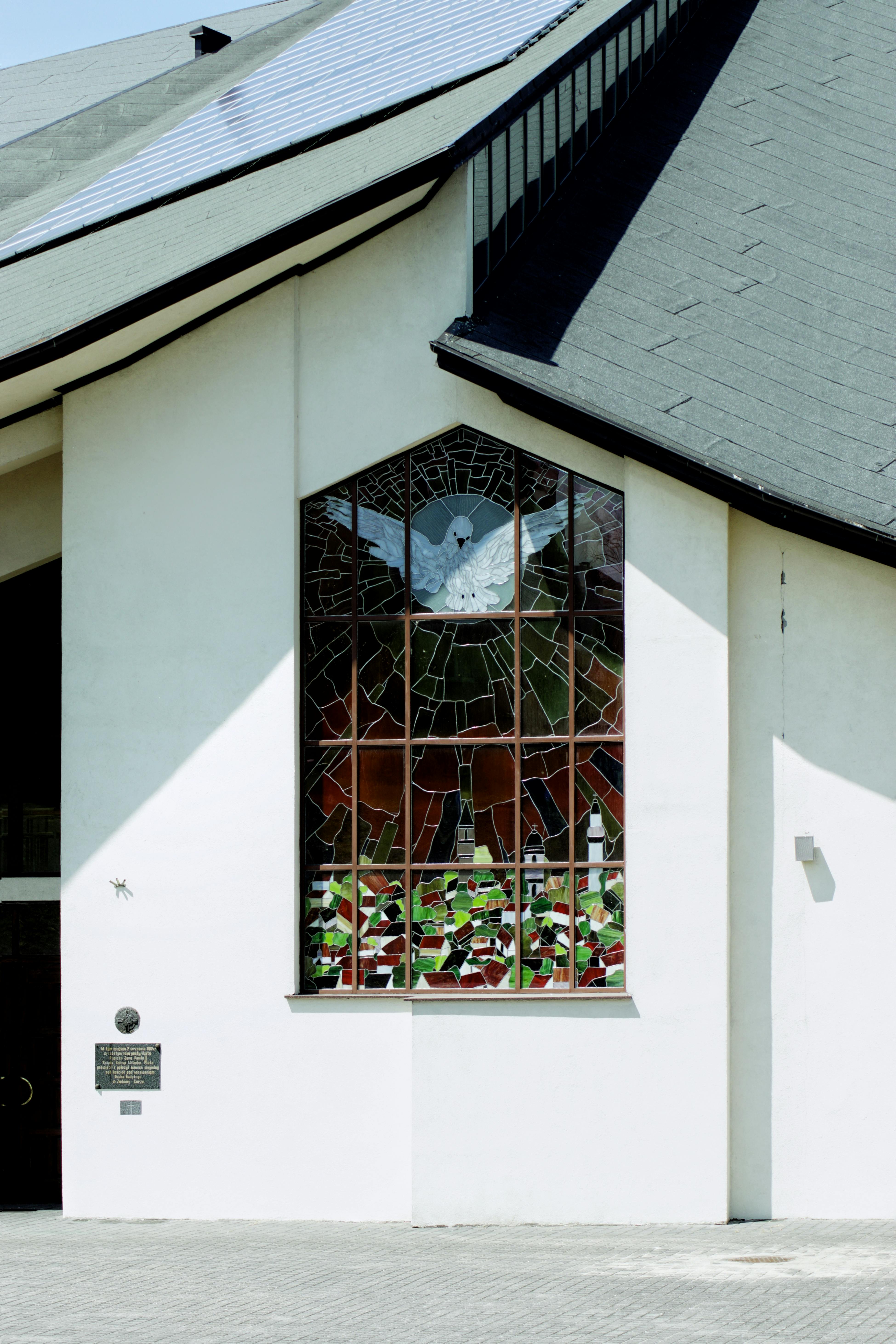 Modern Church with Stained Glass Window · Free Stock Photo