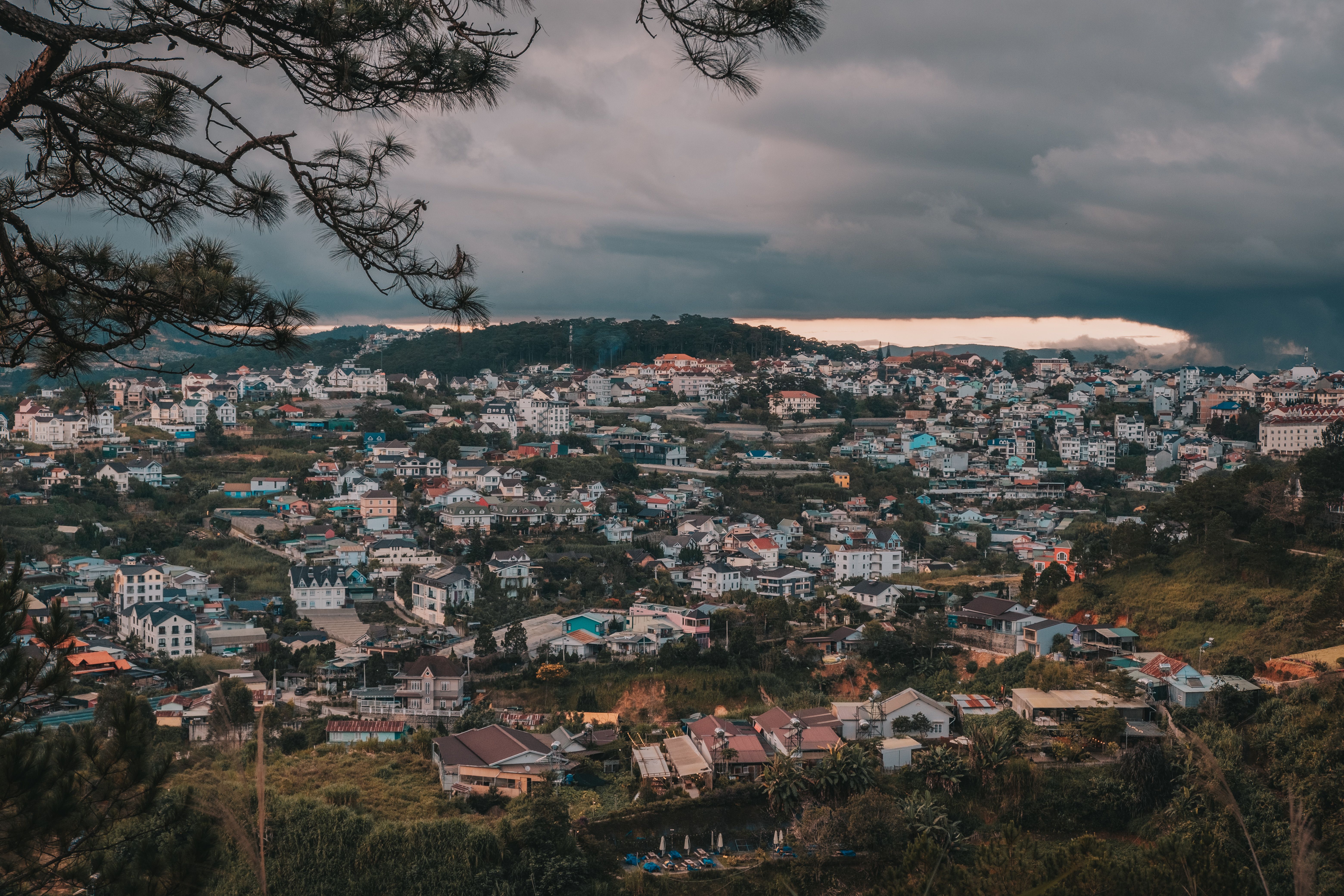 Scenic Aerial View of Small City Landscape · Free Stock Photo