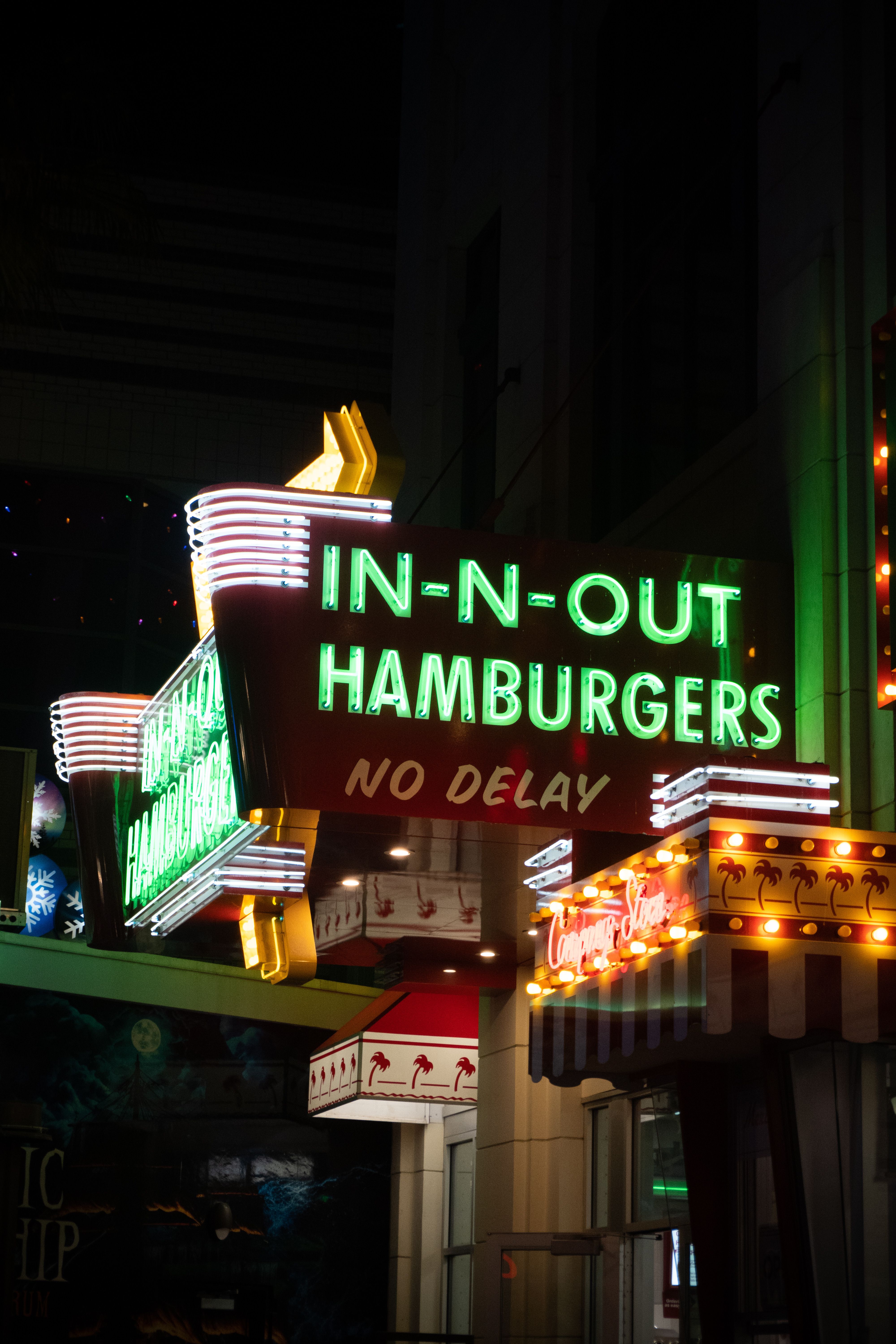 Neon In-N-Out Burger Sign at Night · Free Stock Photo