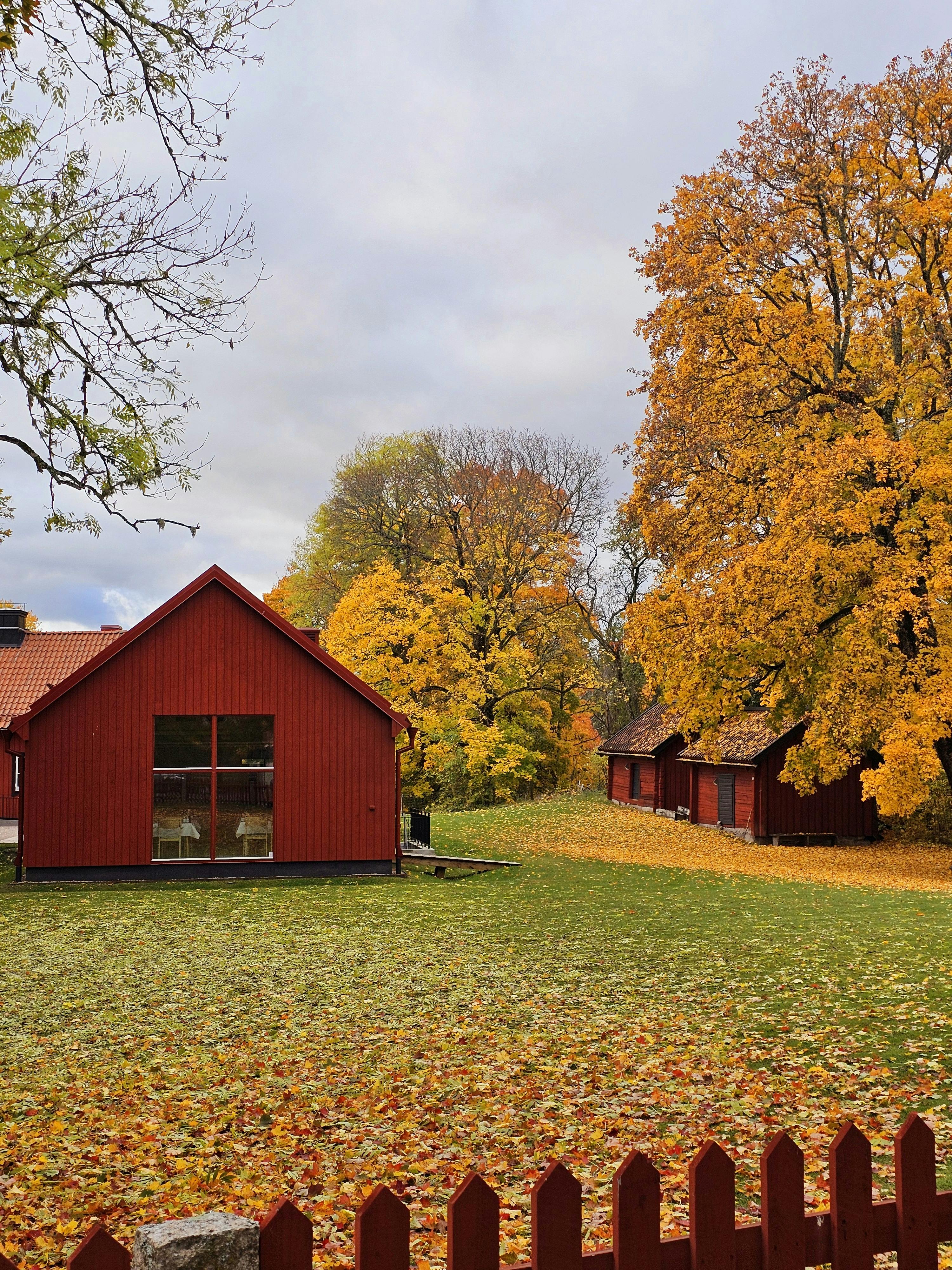 Autumn Scene with Red Barn in Uppsala, Sweden · Free Stock Photo