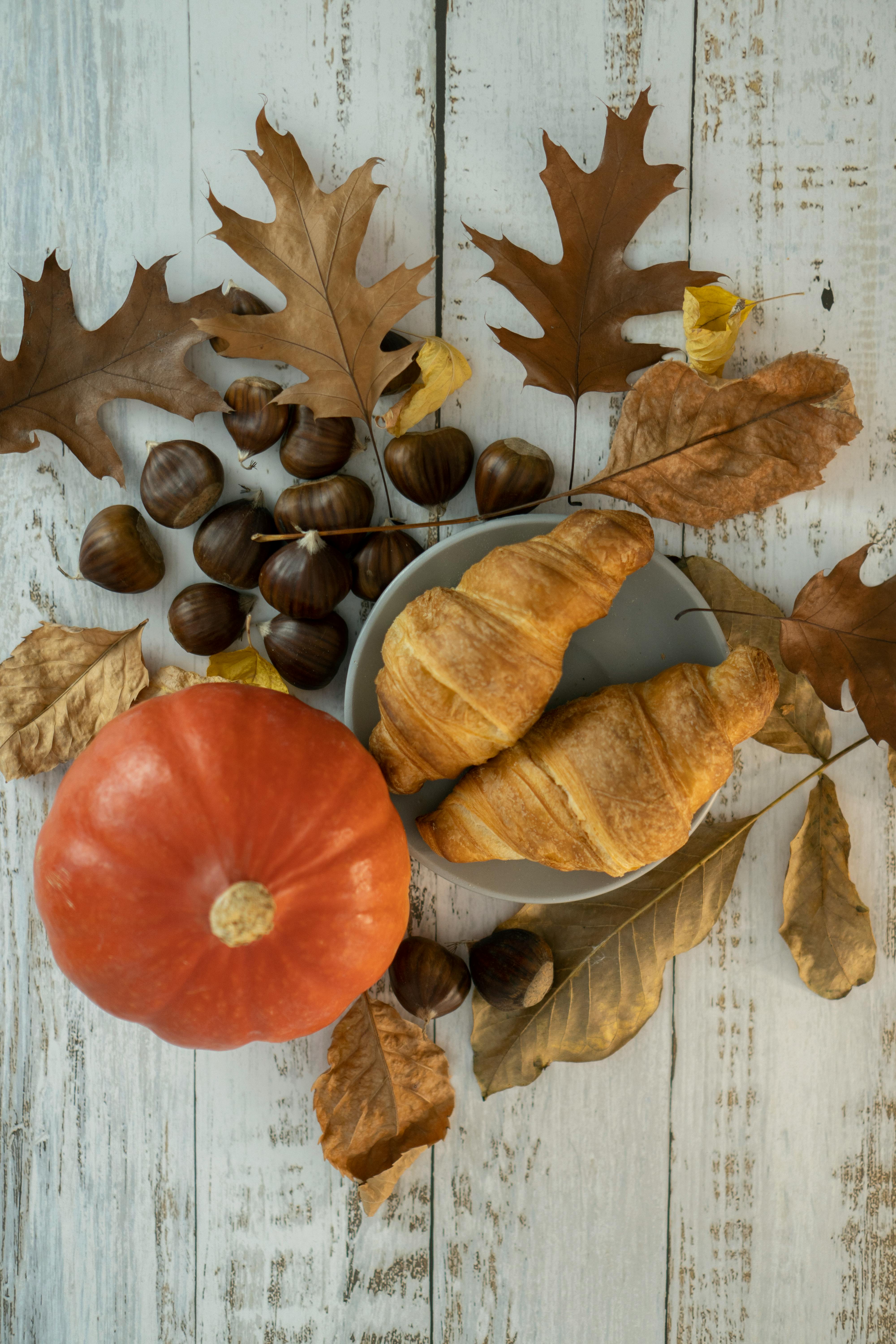 Autumn Bakery Still Life with Pumpkin and Croissants · Free Stock Photo