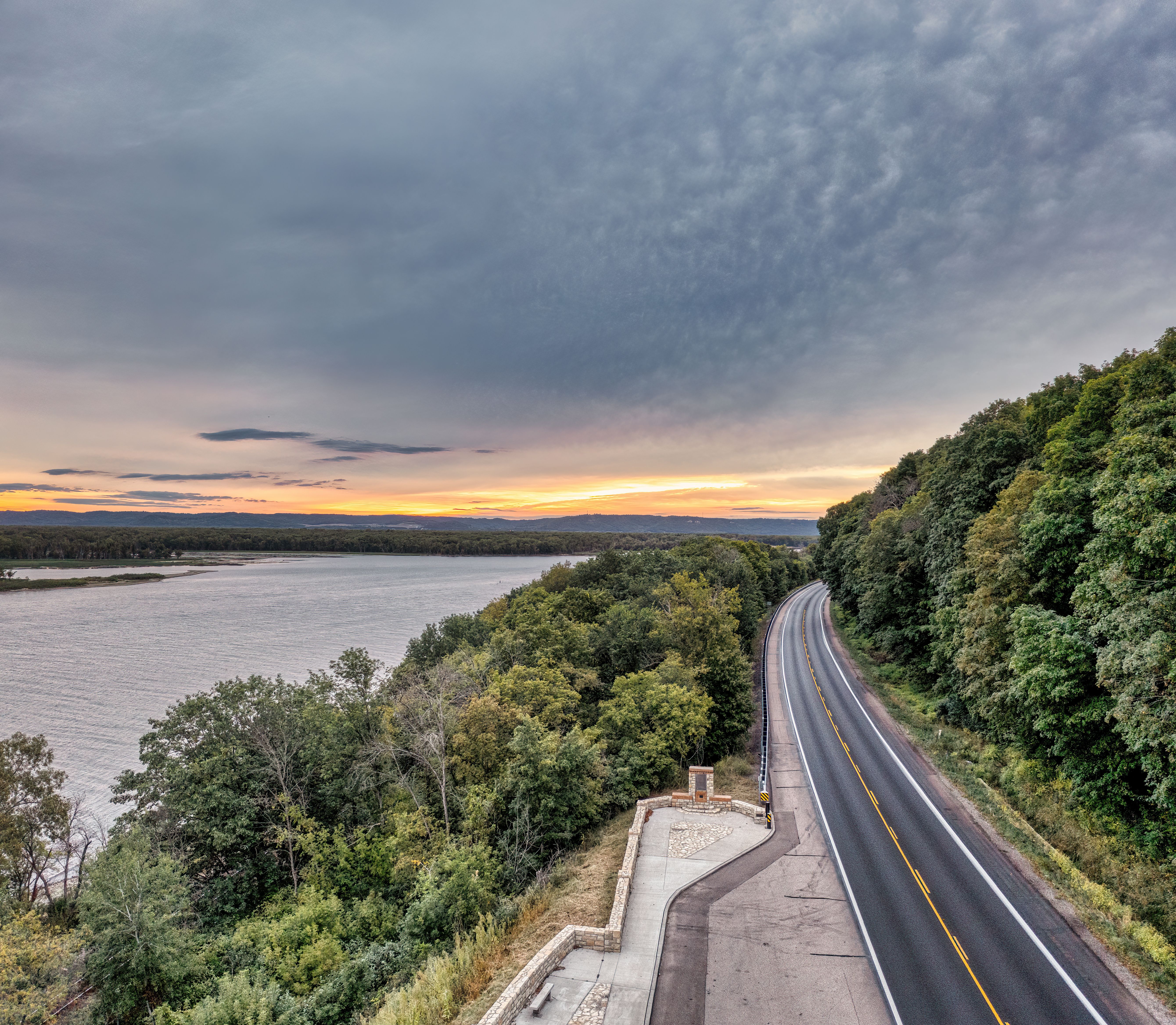Scenic View of Road and River at Sunset · Free Stock Photo