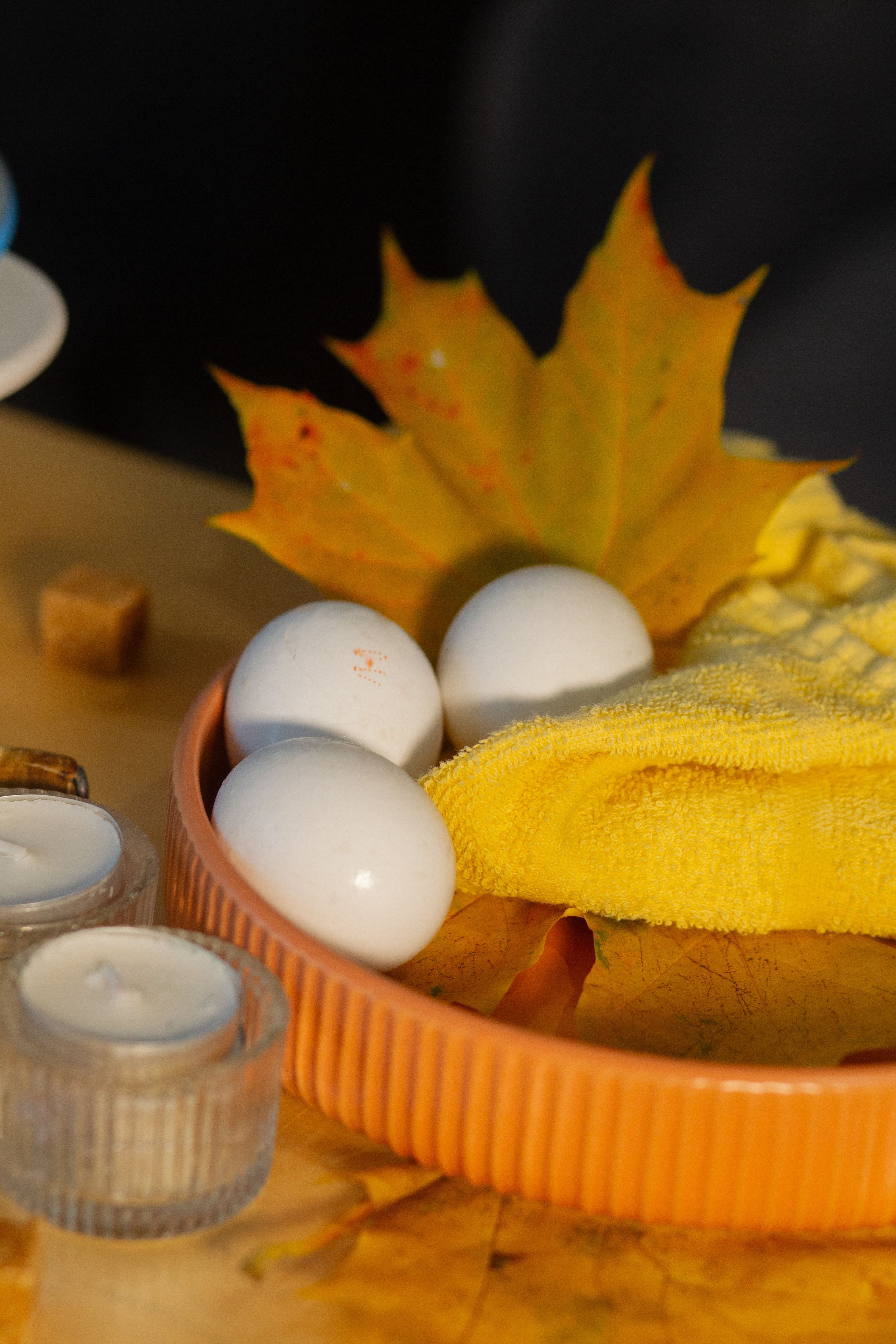 Autumn Spa Setting with Eggs and Candles · Free Stock Photo