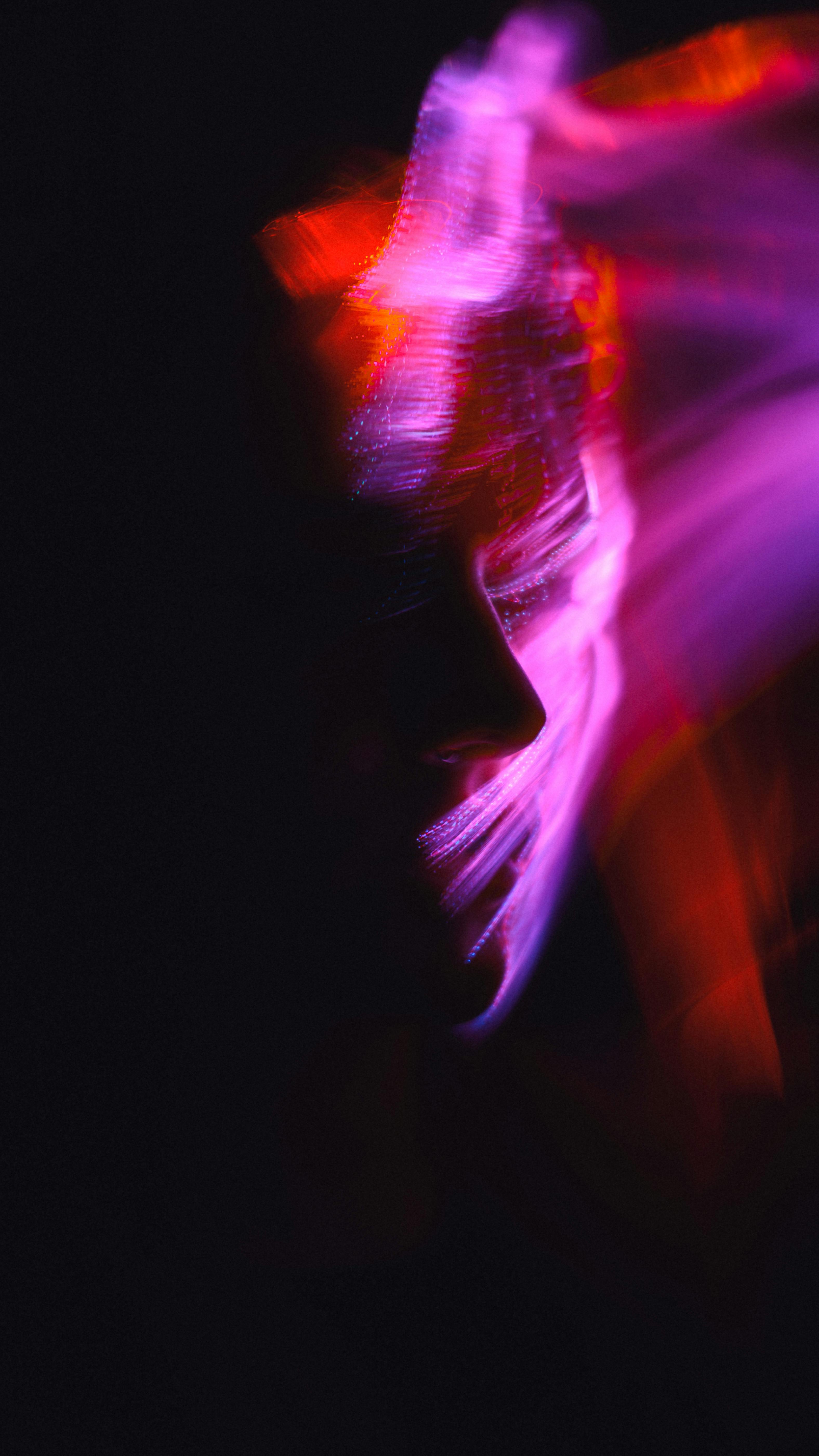 Abstract Portrait with Neon Light Trails · Free Stock Photo