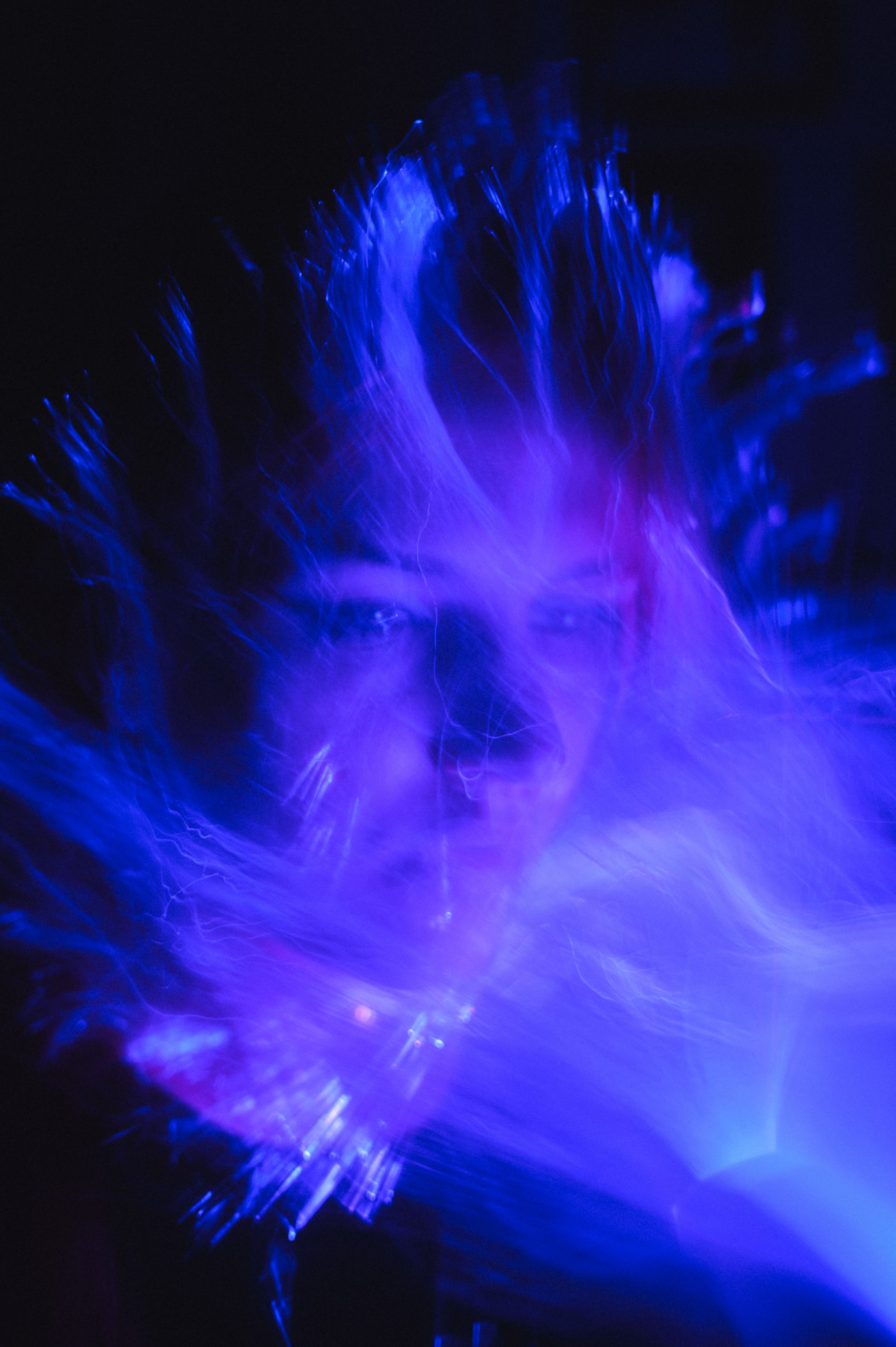 Ethereal Portrait with Vibrant Blue Light Art · Free Stock Photo