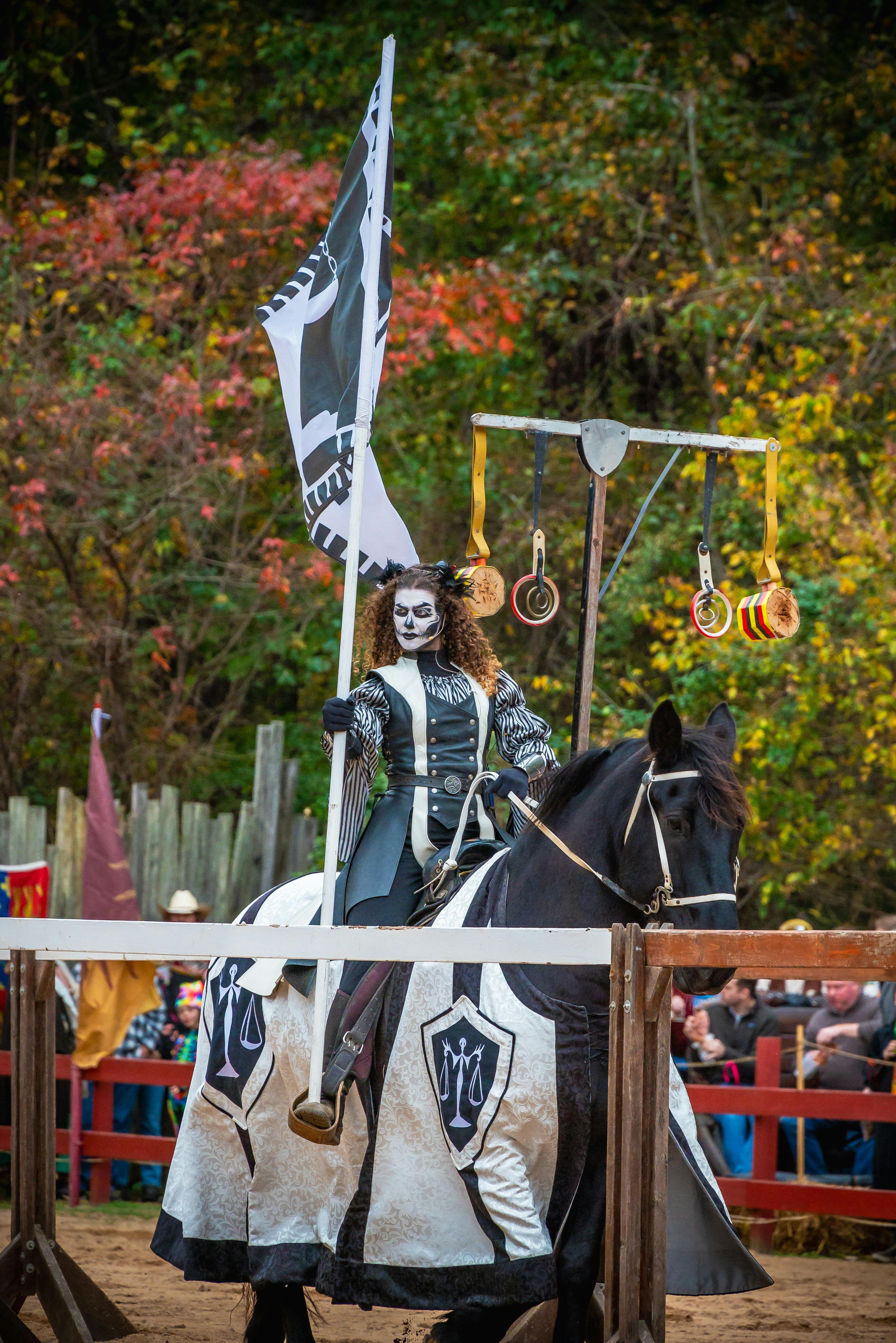 Renaissance Fair Rider in Skeleton Costume on Black Horse · Free Stock ...