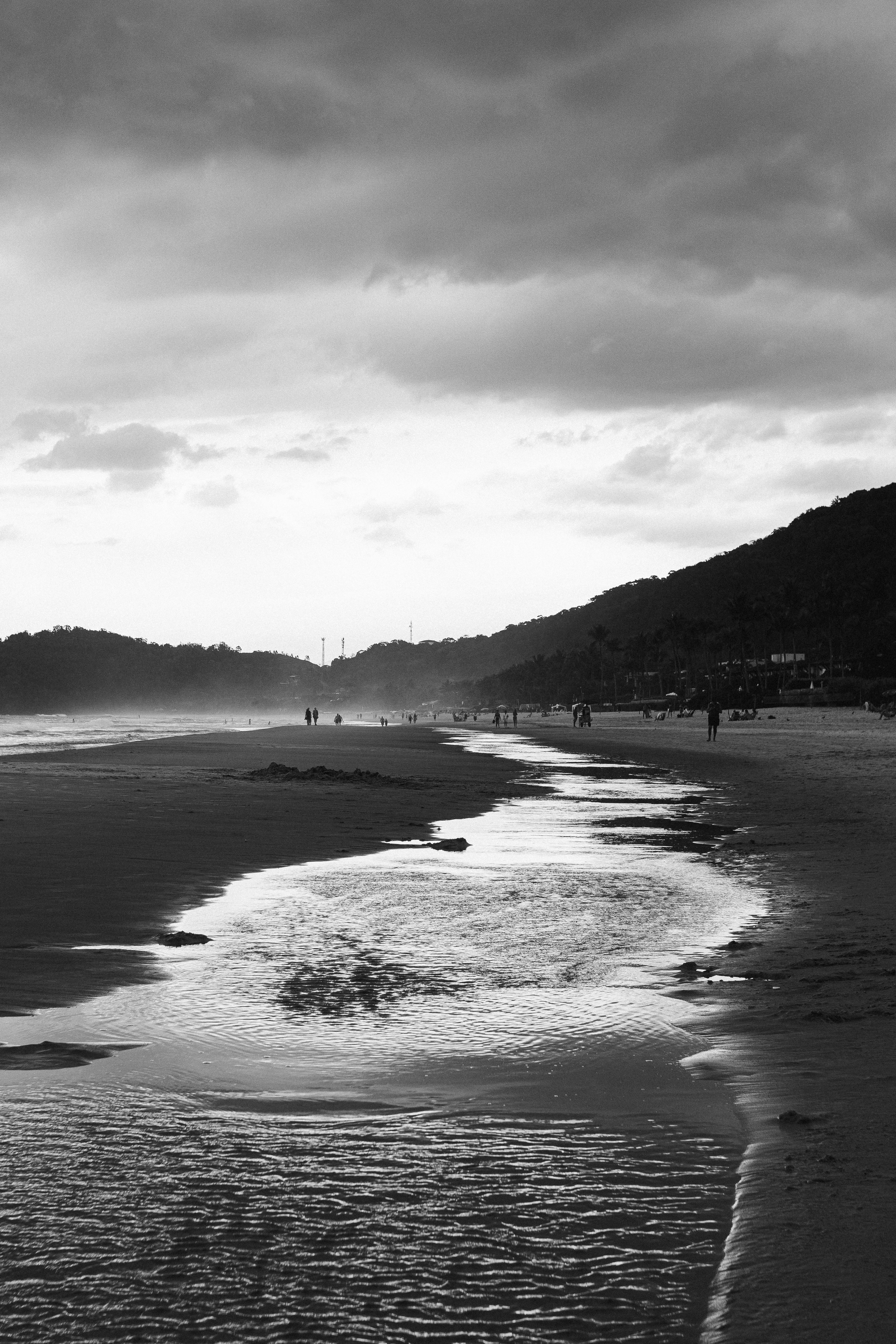 Monochrome Beach Landscape with Dramatic Sky · Free Stock Photo