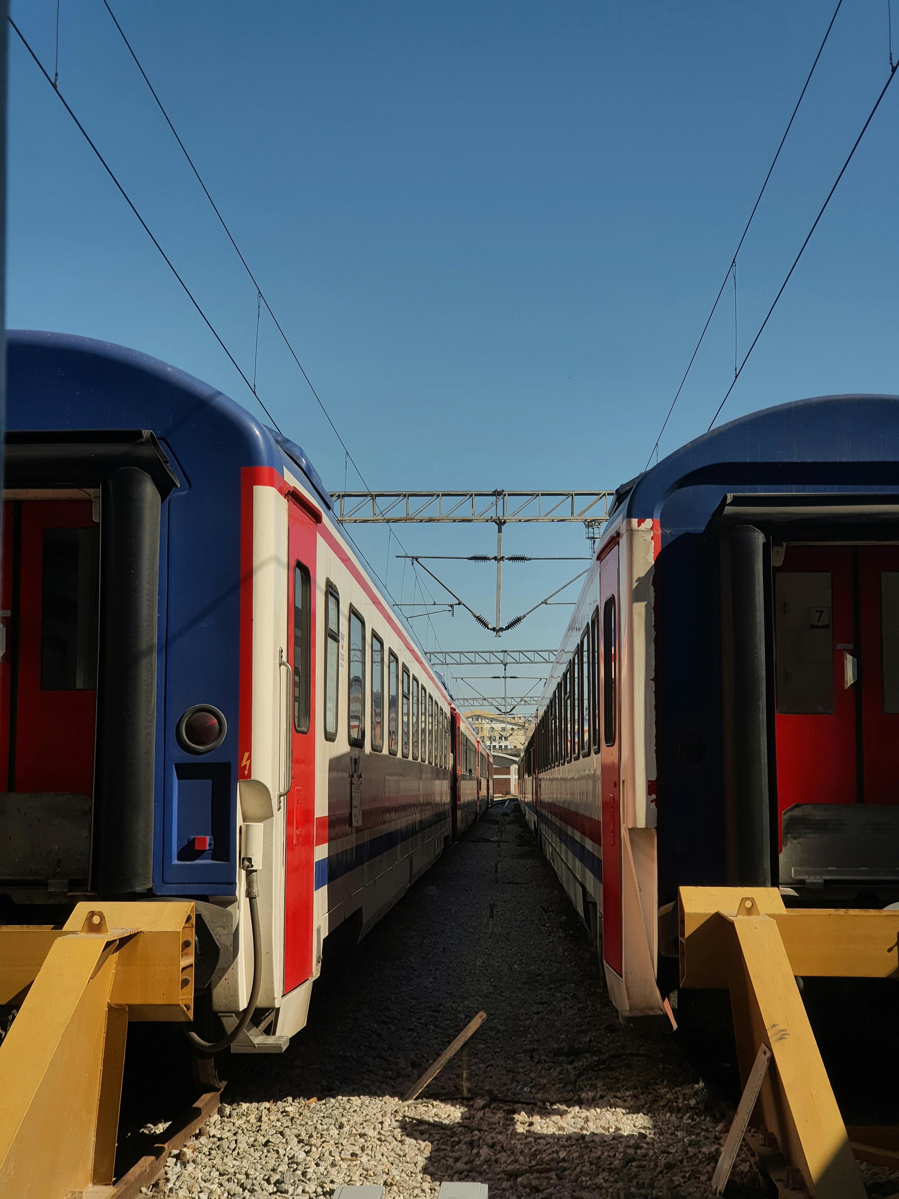 Symmetrical Train View Between Two Trains · Free Stock Photo