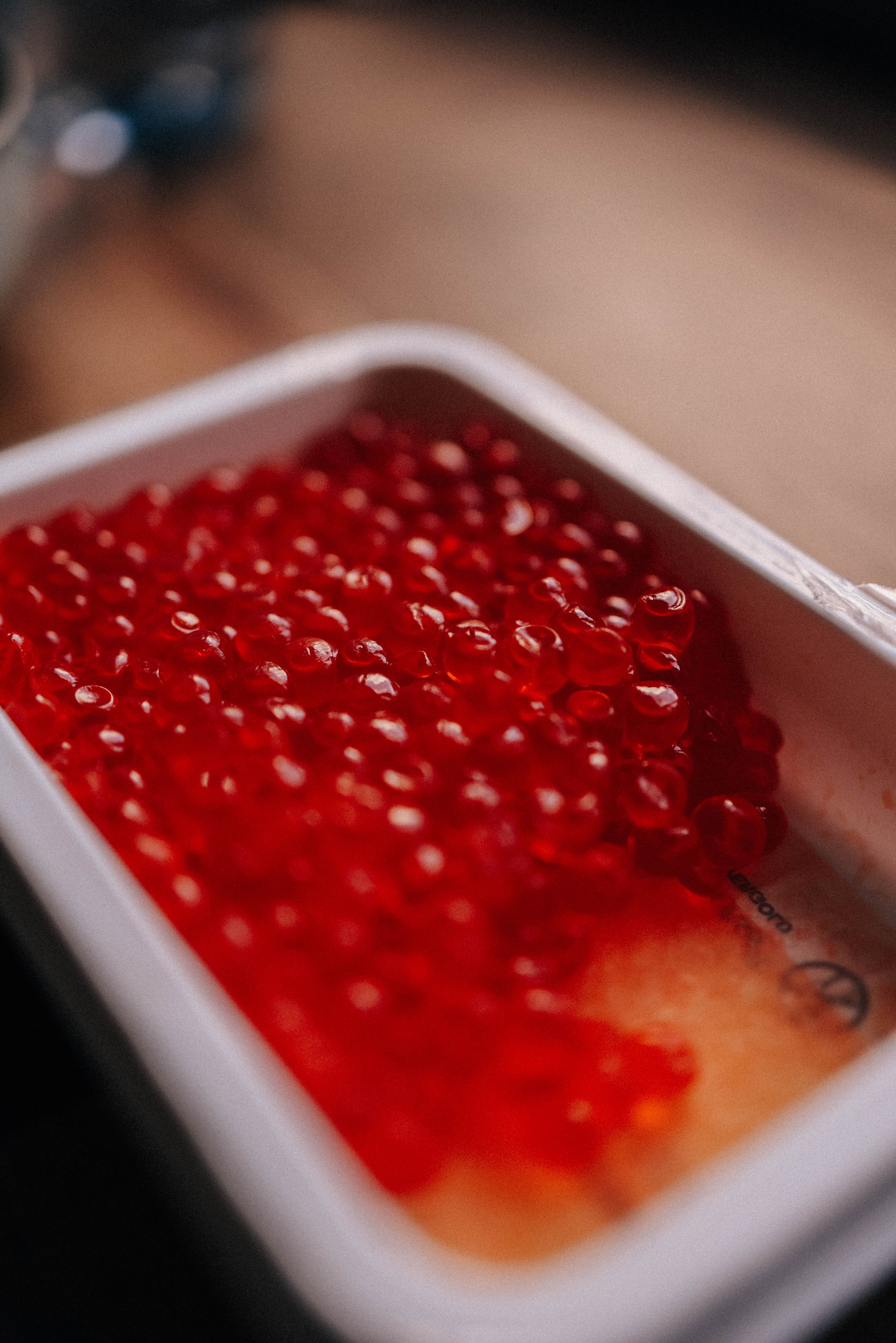 Close-up of Red Caviar in a White Container · Free Stock Photo